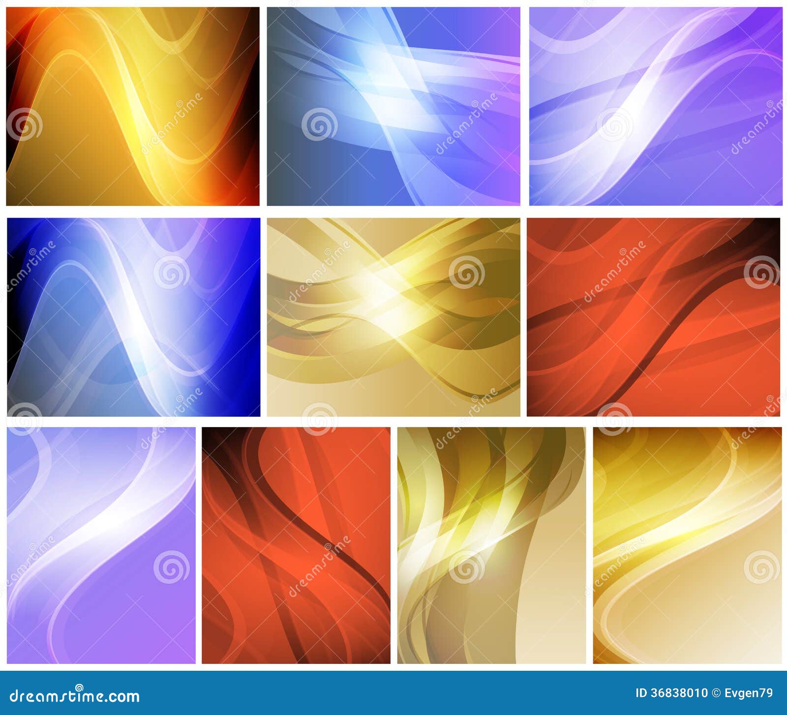 Set of Abstract Wavy Backgrounds Stock Vector - Illustration of color ...
