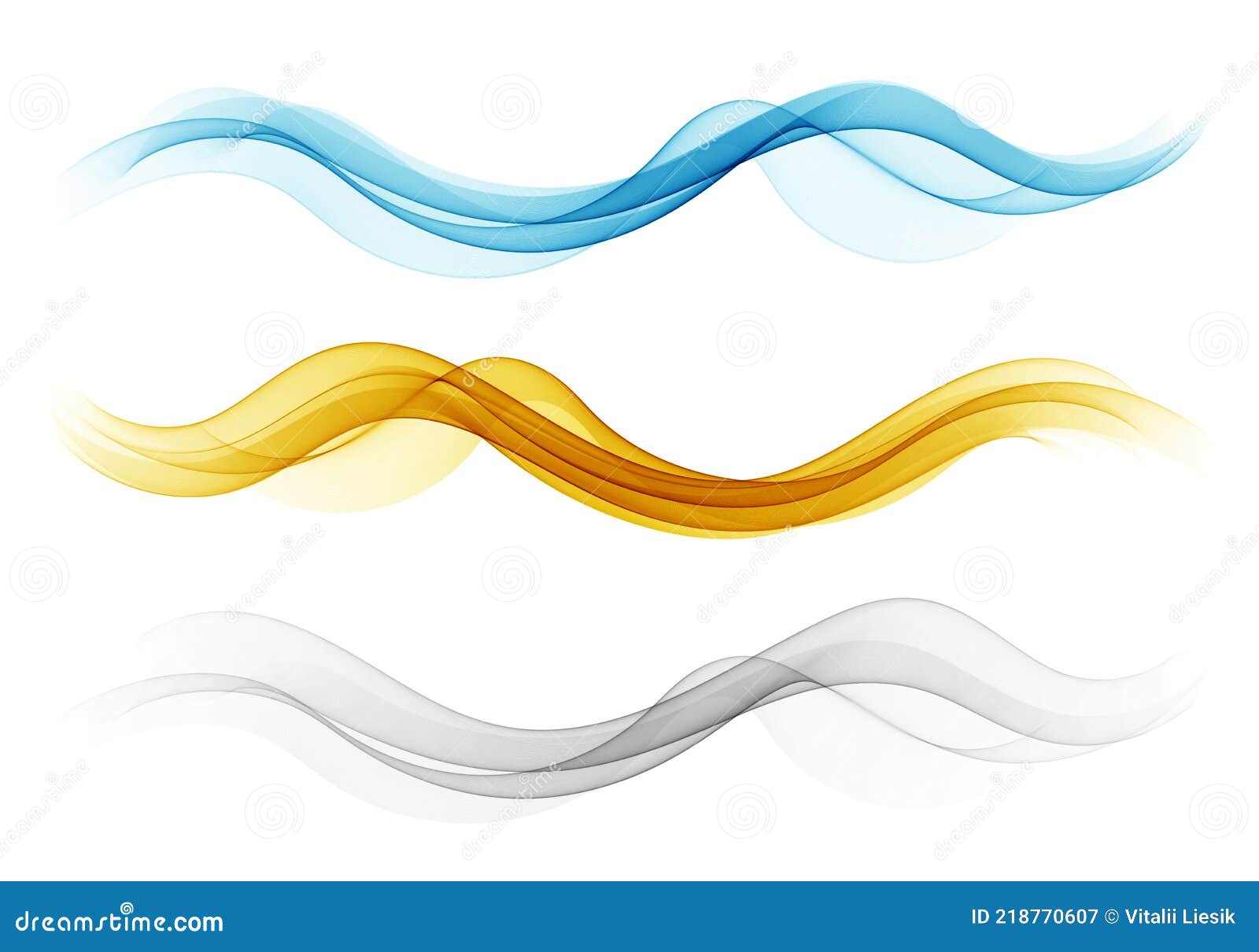 Set of Abstract Wavy Colored Elements.Wave Flow Element for Design ...
