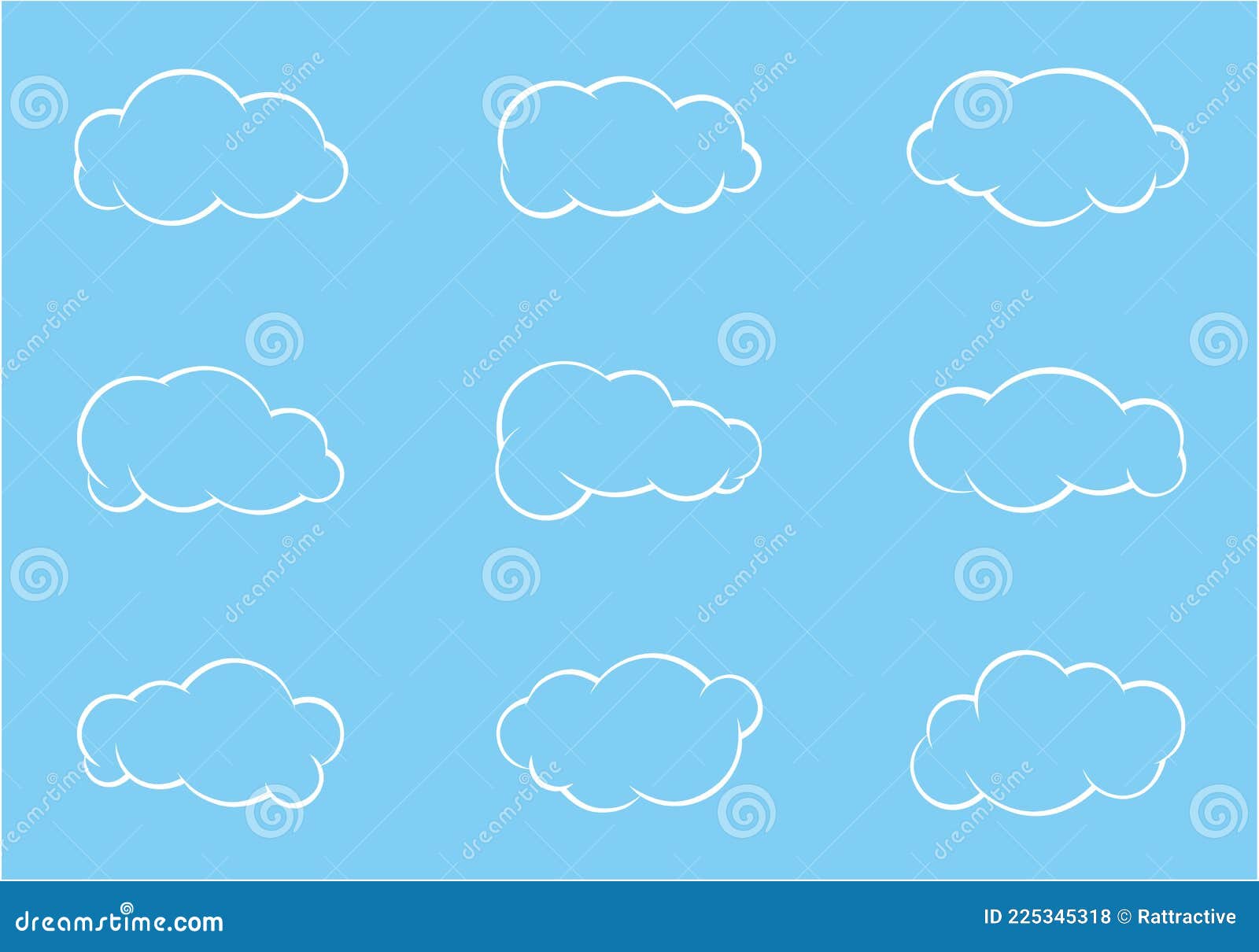Set of Cloud Vector Illustration Stock Vector - Illustration of bright ...