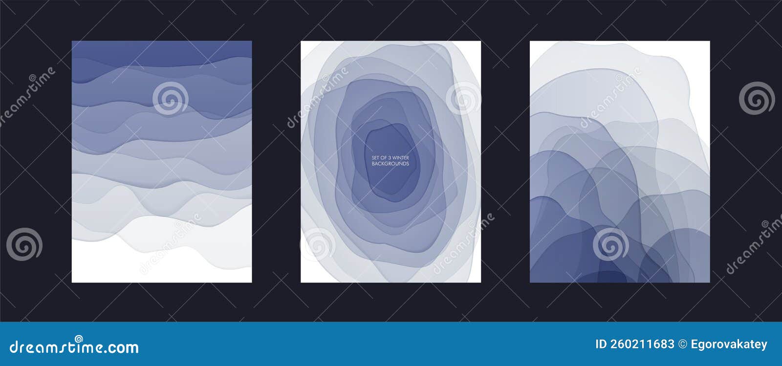 Set of Abstract Winter Backgrounds with Watercolor Imitation Stock ...