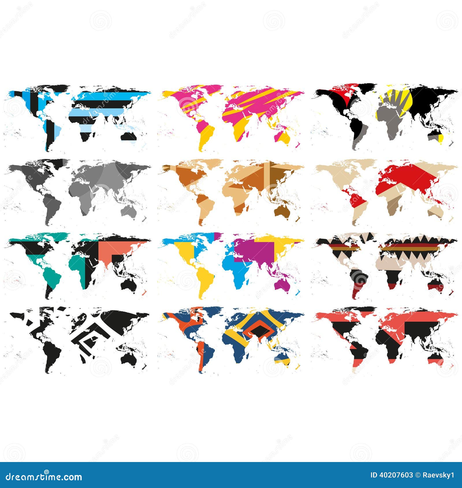 Set of Abstract World Maps Vector Stock Vector - Illustration of ...