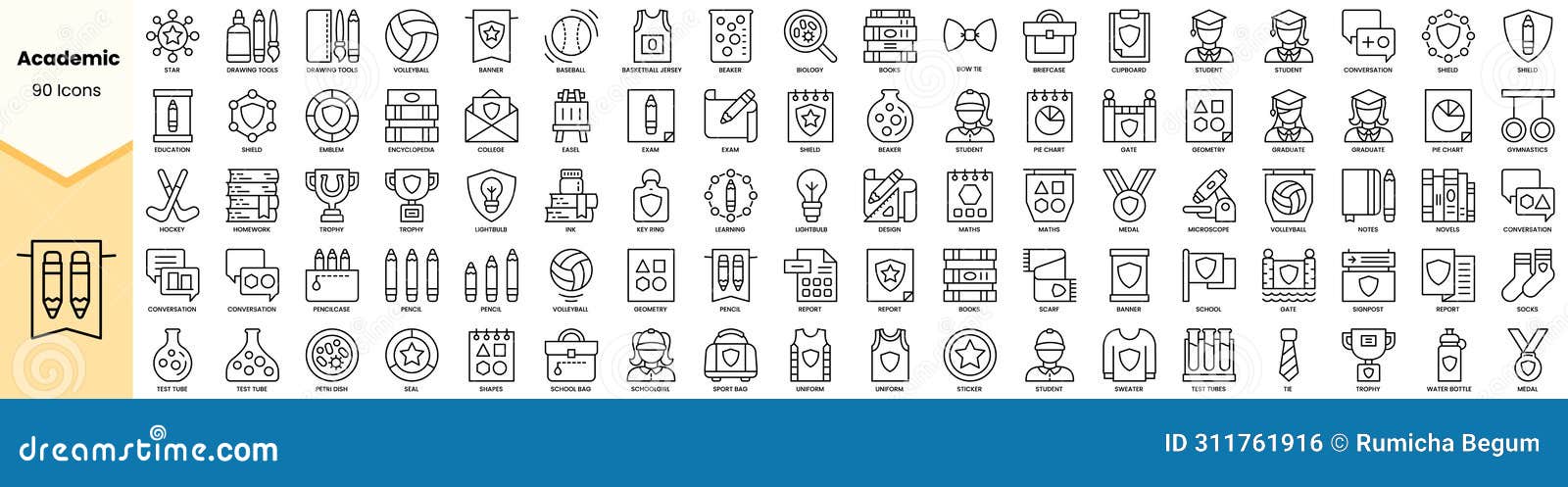 Set of Academic Icons. Simple Line Art Style Icons Pack Stock Vector ...