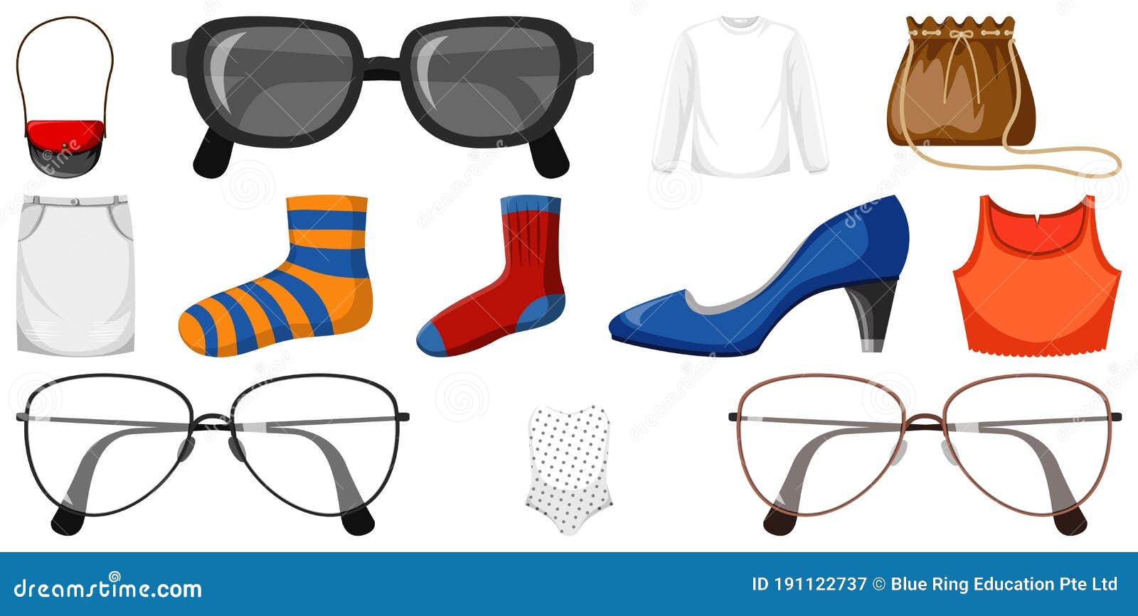 Set of accessories objects stock vector. Illustration of mock - 191122737