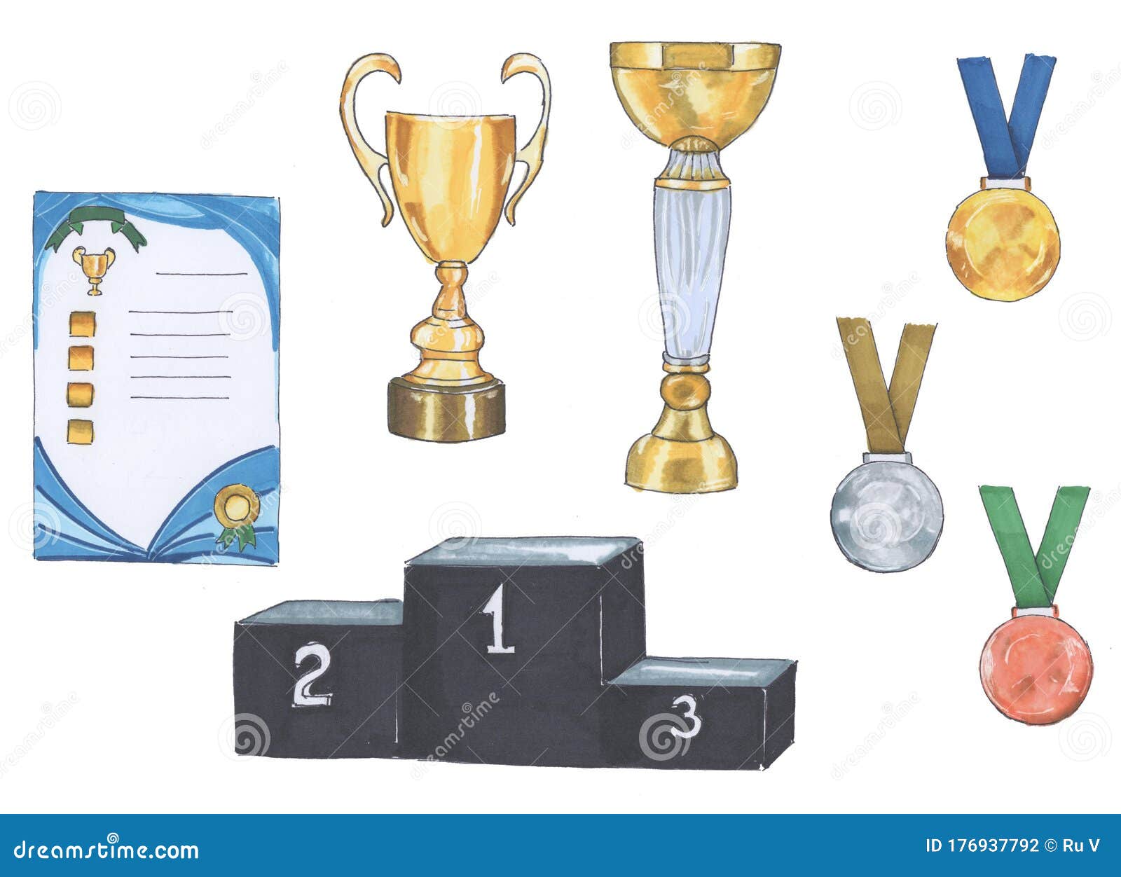 A Set of Accessories for the Presentation of the Winner, Marker Style ...