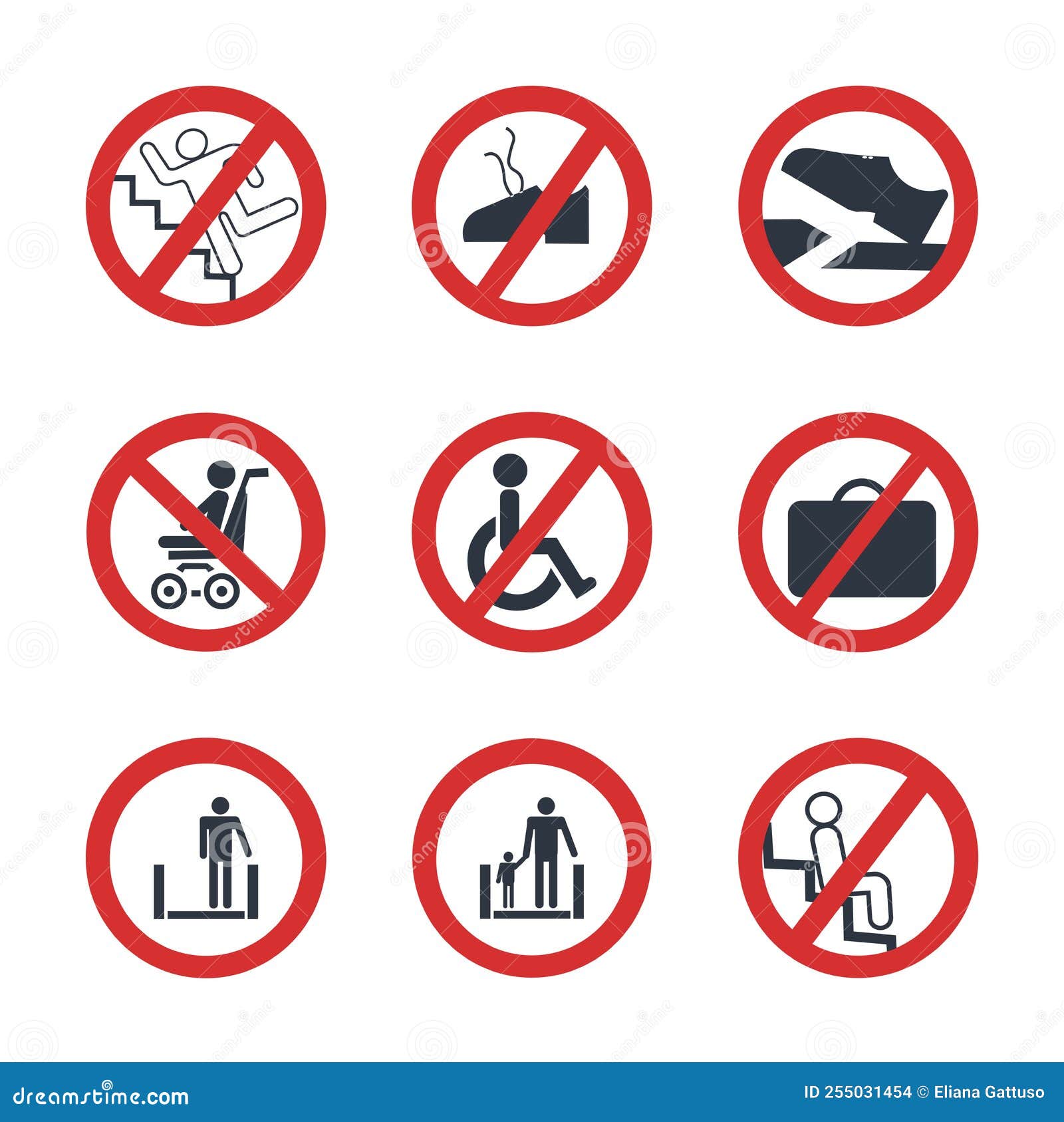 Set of Accident Prevention Signs on Escalators. Stock Vector ...