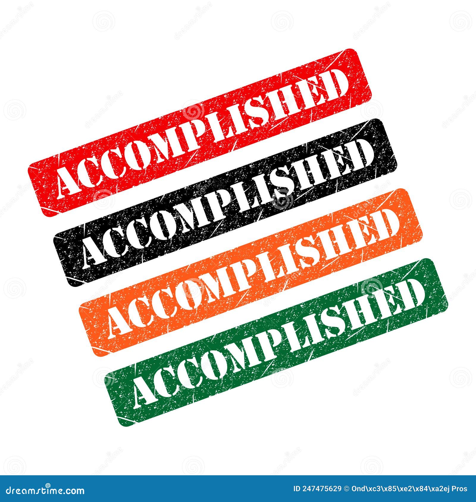Set of Accomplished Stamp Symbol, Label Sticker Sign Button, Text ...