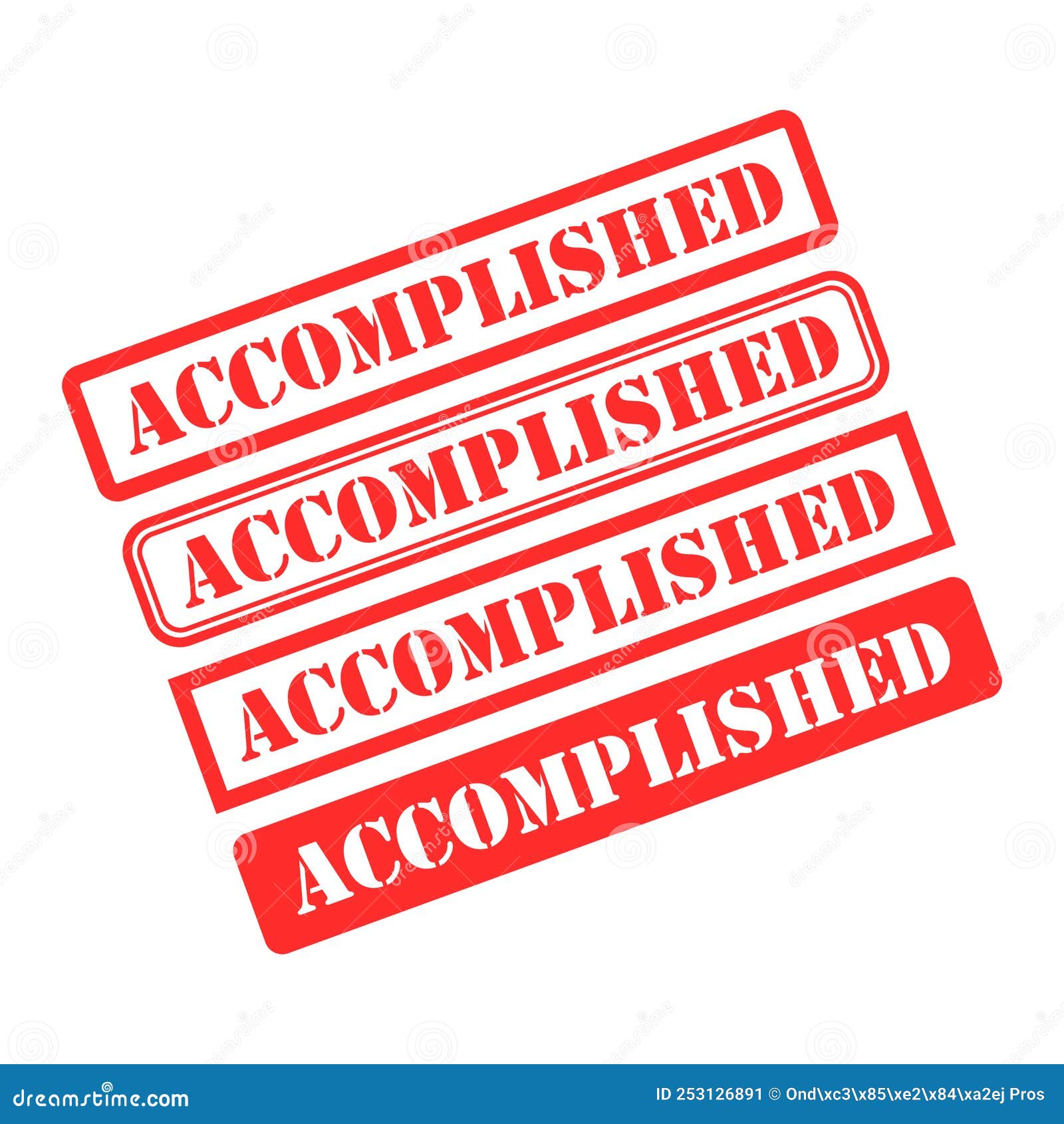 Set of Accomplished Stamp Symbol, Label Sticker Sign Button, Text ...