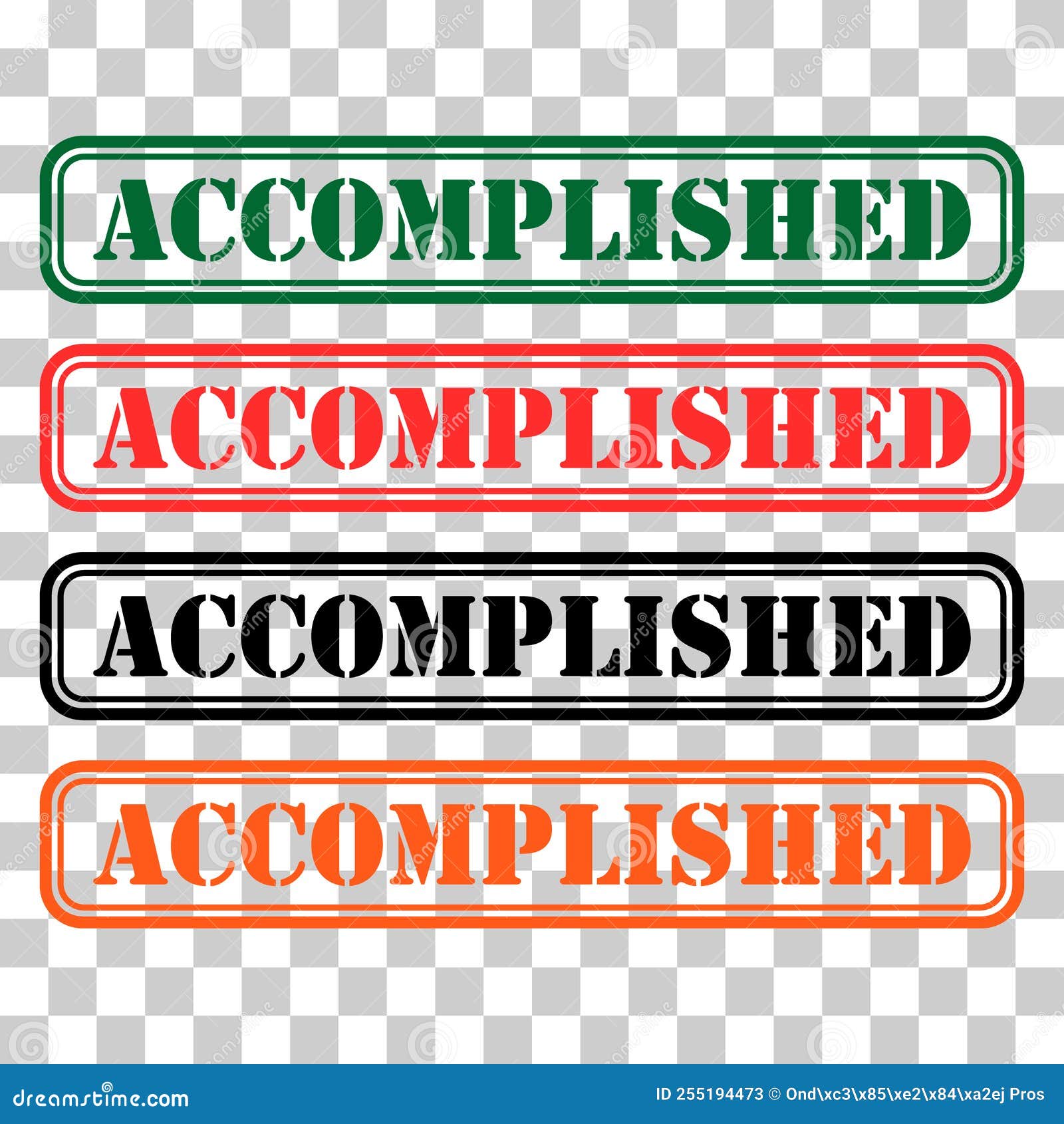 Set of Accomplished Stamp Symbol, Label Sticker Sign Button, Text ...