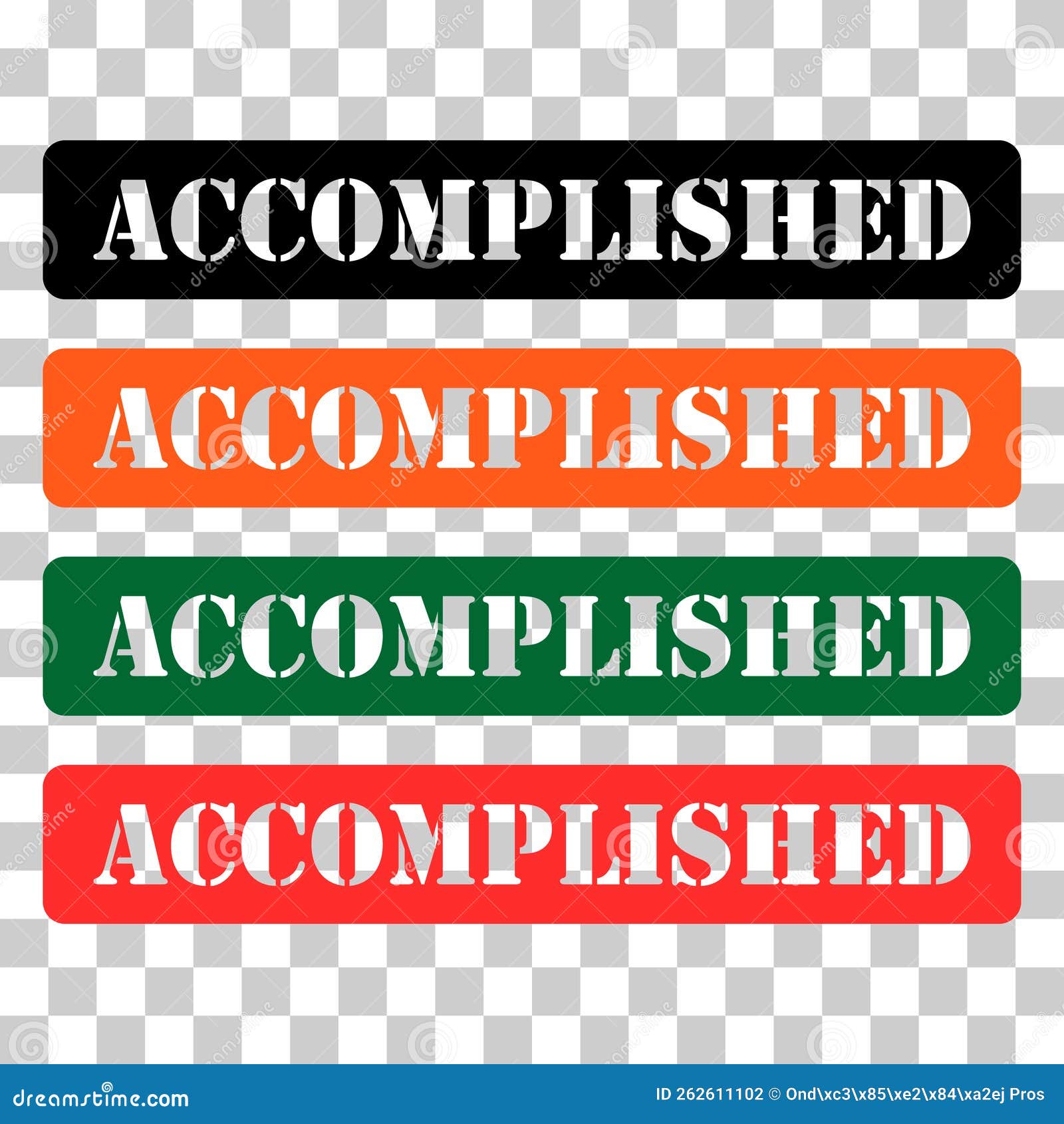 Set of Accomplished Stamp Symbol, Label Sticker Sign Button, Text ...