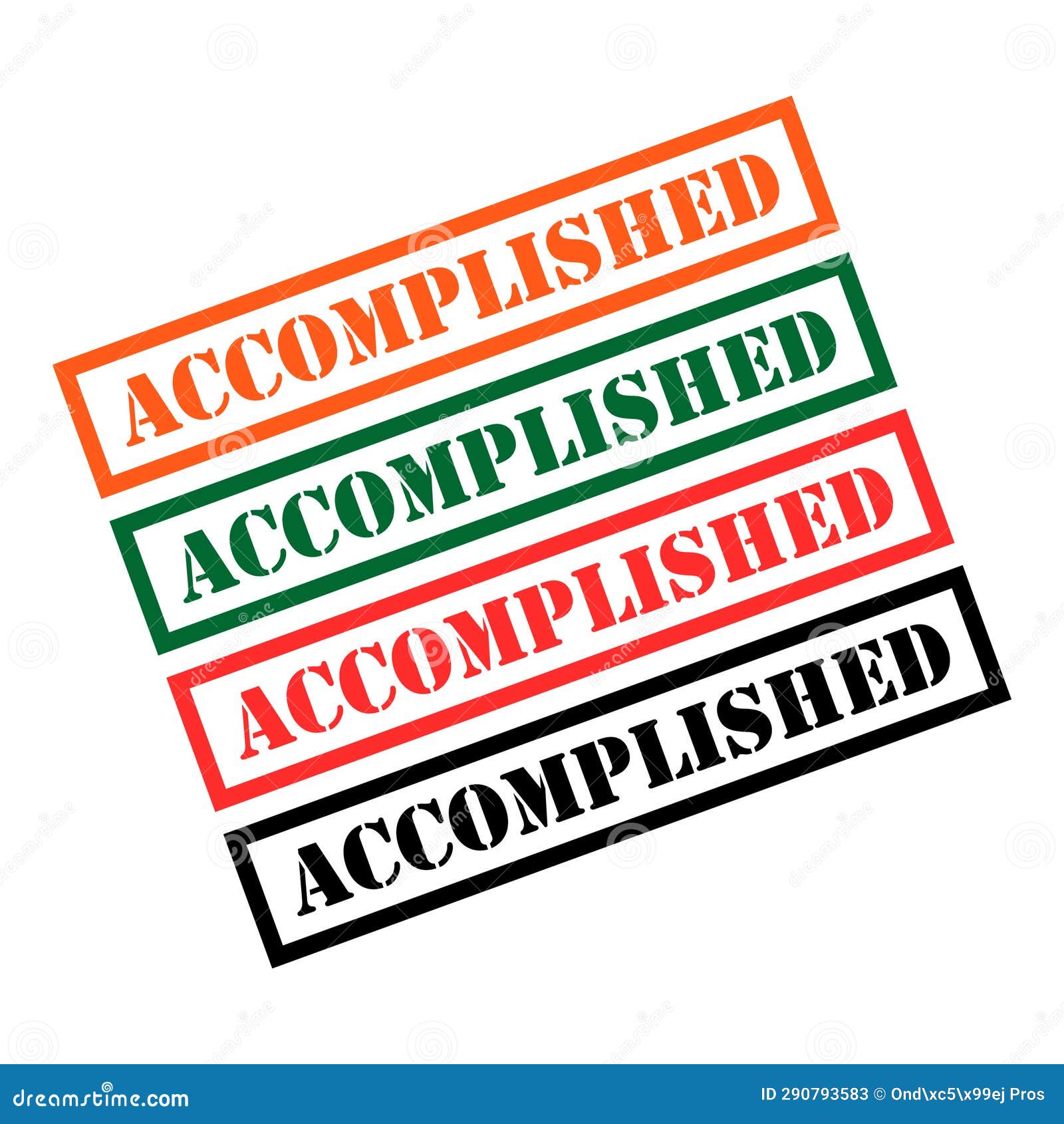 Set of Accomplished Stamp Symbol, Label Sticker Sign Button, Text ...