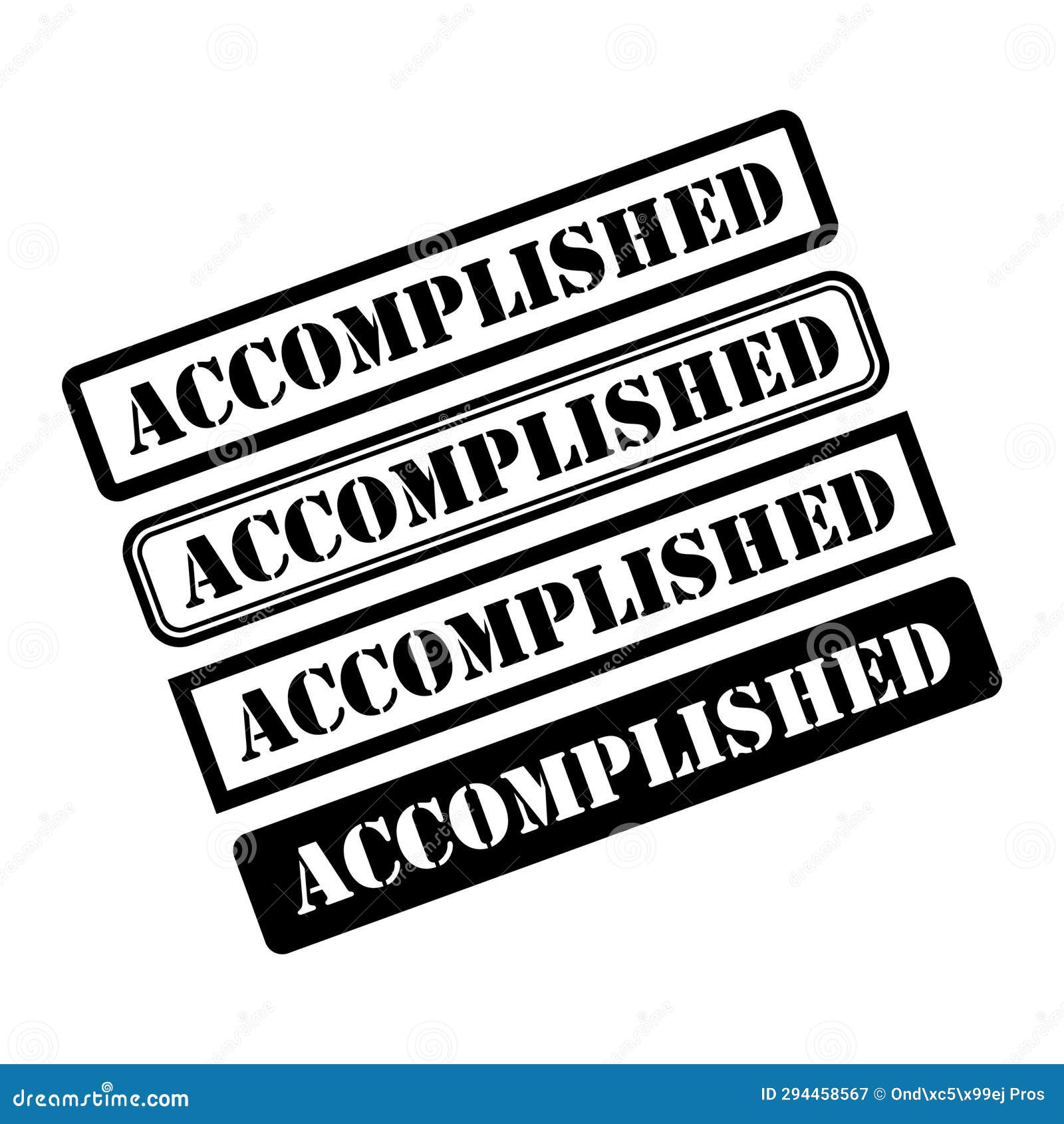 Set of Accomplished Stamp Symbol, Label Sticker Sign Button, Text ...