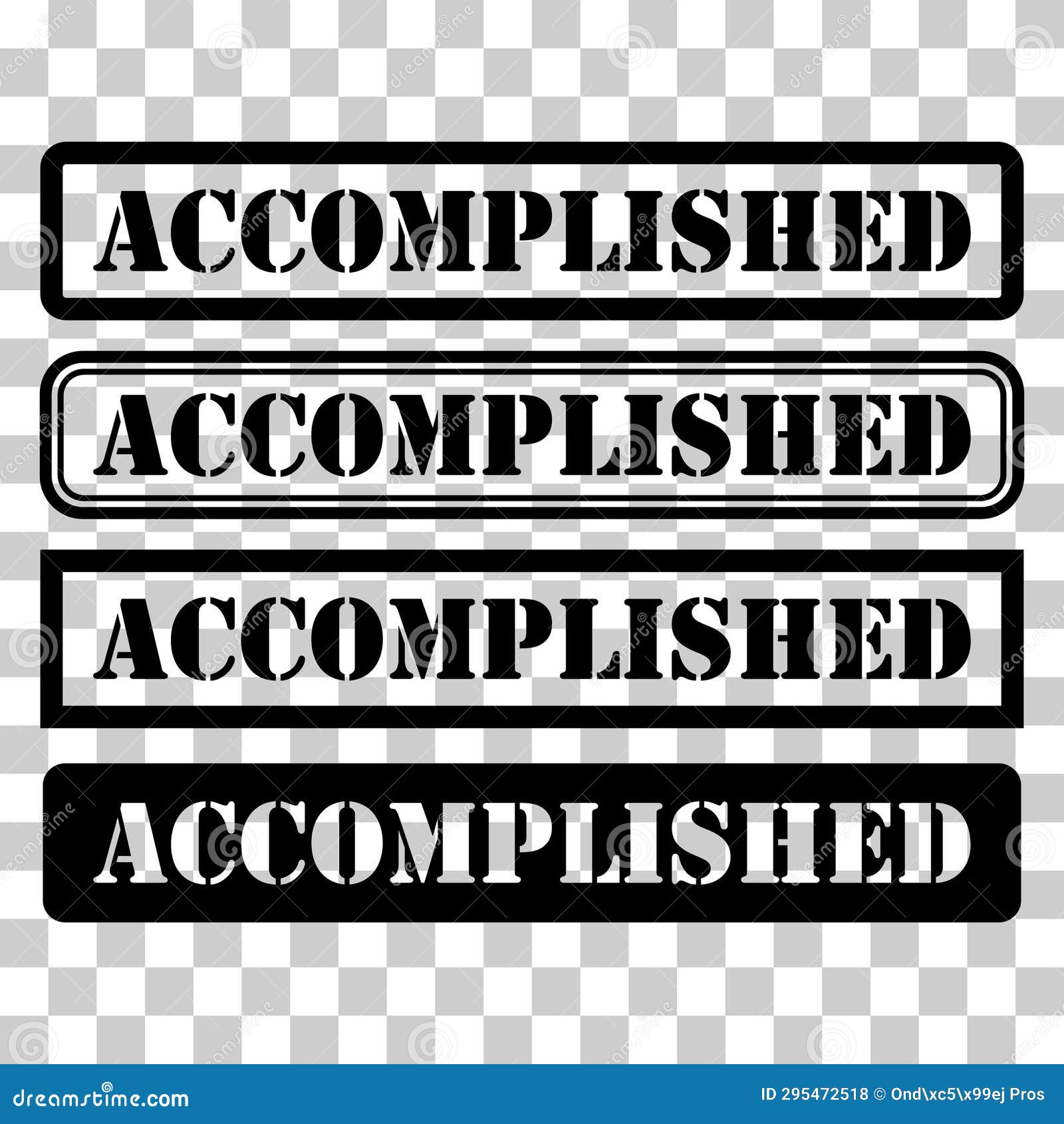 Set of Accomplished Stamp Symbol, Label Sticker Sign Button, Text ...