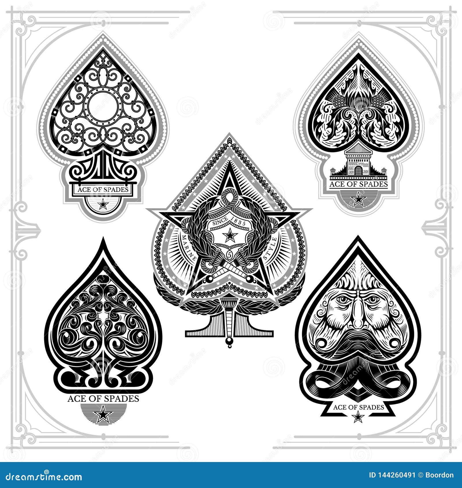 Ace Of Spades With Forging Curl Pattern Vector Illustration ...