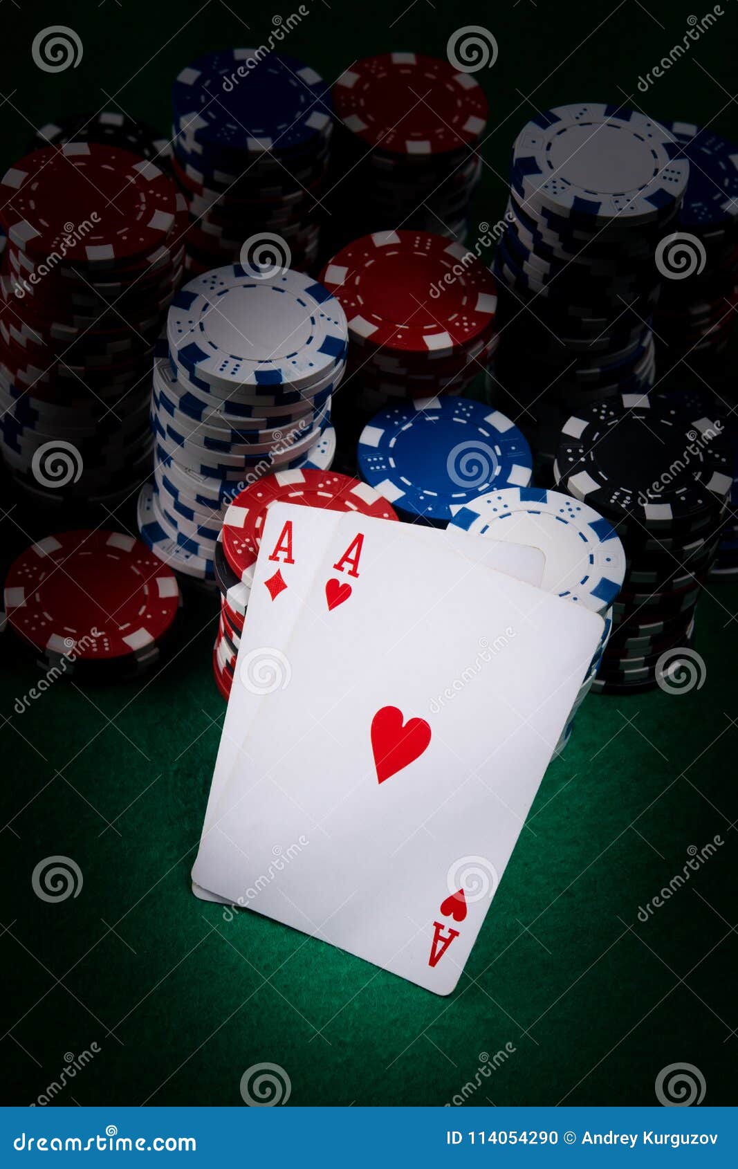 Set of Aces on a Dark Poker Table Stock Photo - Image of gambling ...