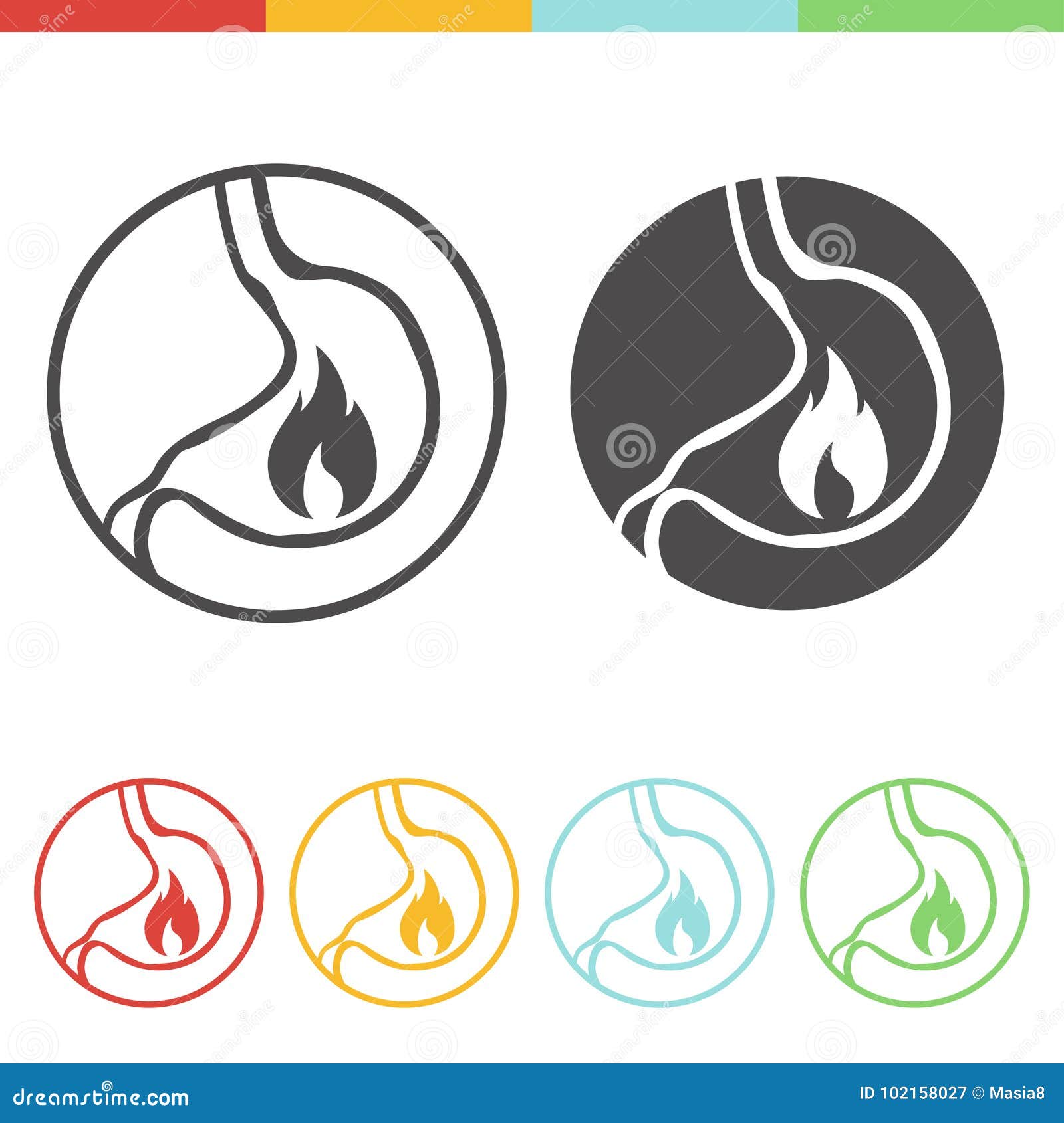 Acid reflux icons stock illustration. Illustration of diagram - 102158027