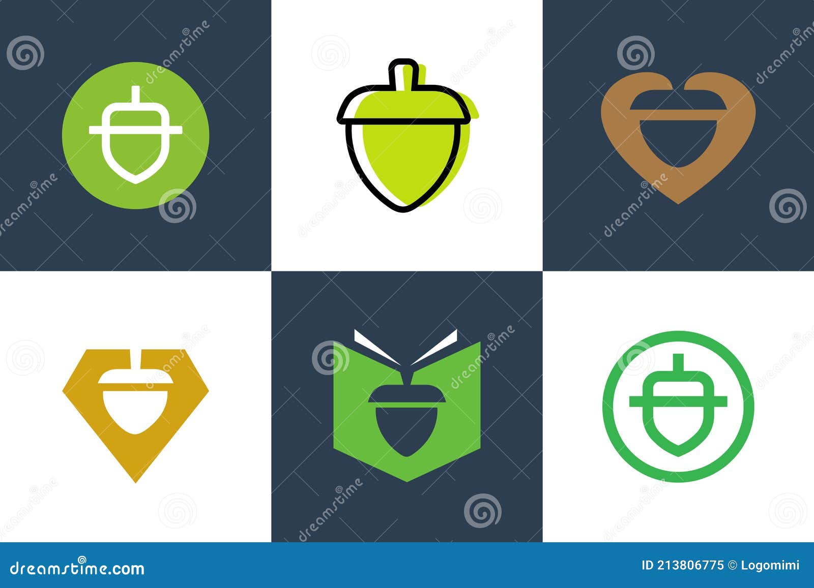 Set of Acorn Logo Icon Design, Oaknut Symbol Collection - Vector Stock ...