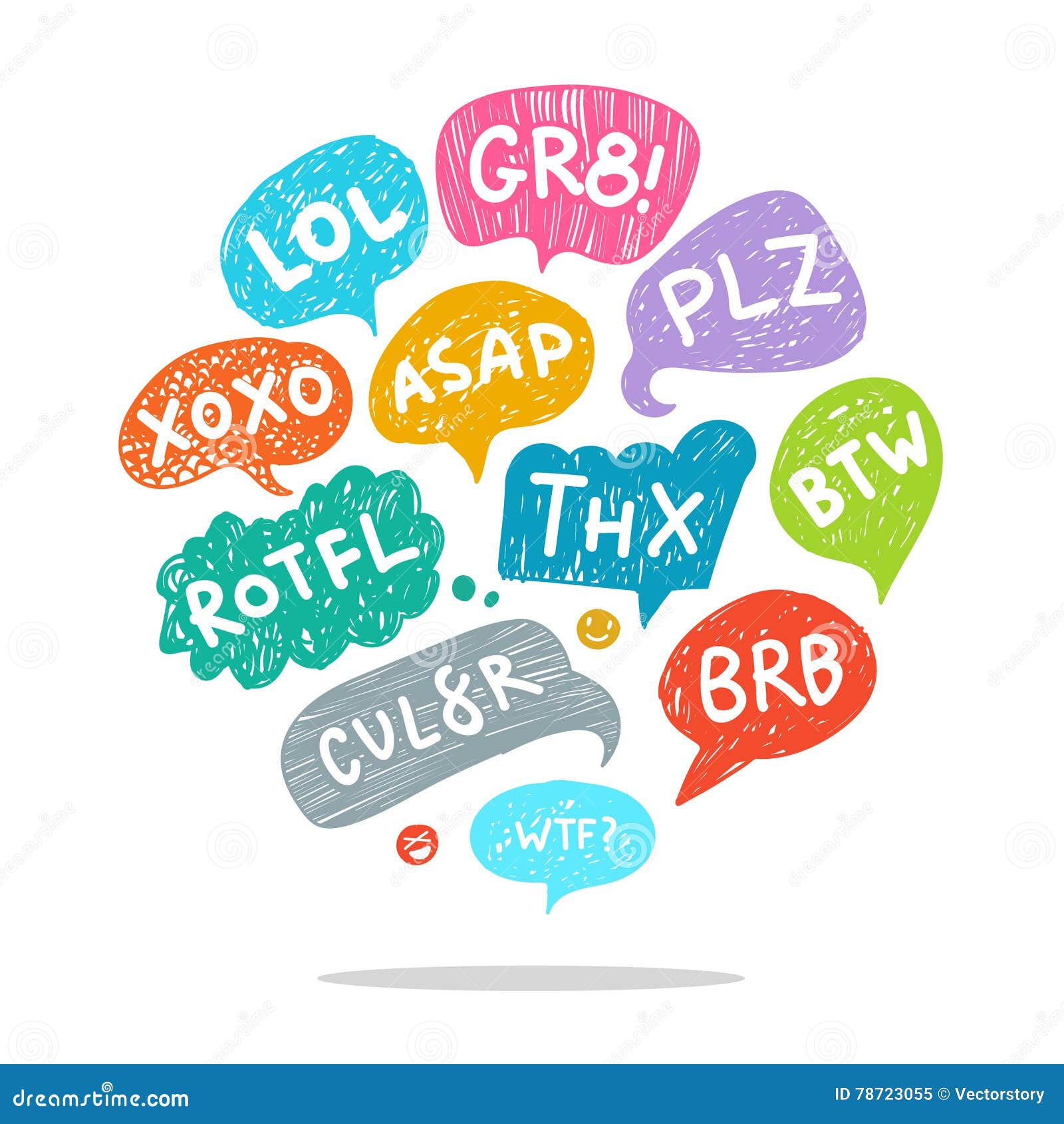 Set of Acronyms and Abbreviations Stock Vector - Illustration of speak ...
