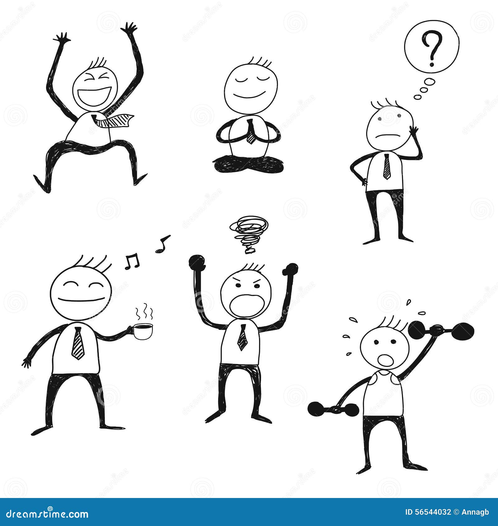 Set of Action Businessman Drawing Doodle Vector Stock Vector ...