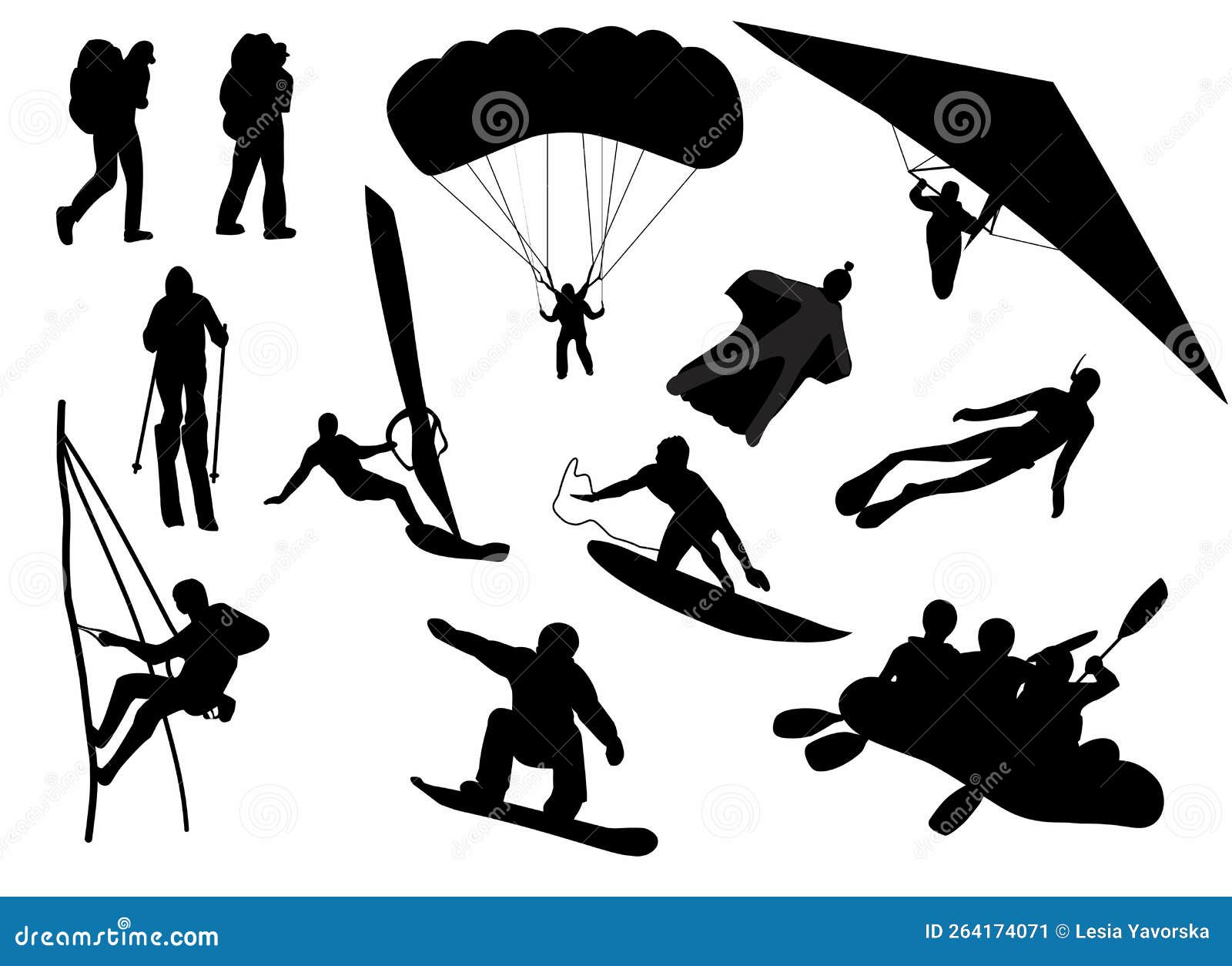 Set Active Recreation Black Elemente for Design Stock Illustration ...
