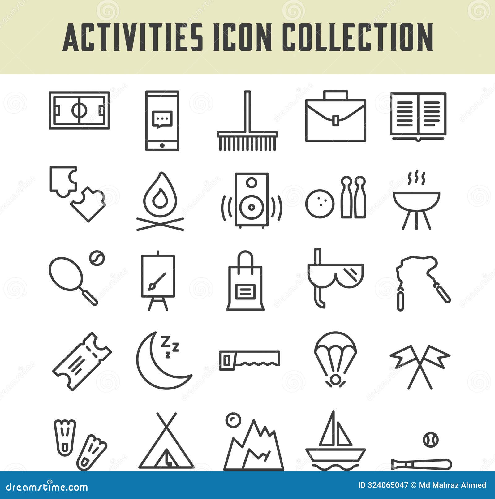 Activities Icon Collection. Vector Illustration Stock Illustration ...