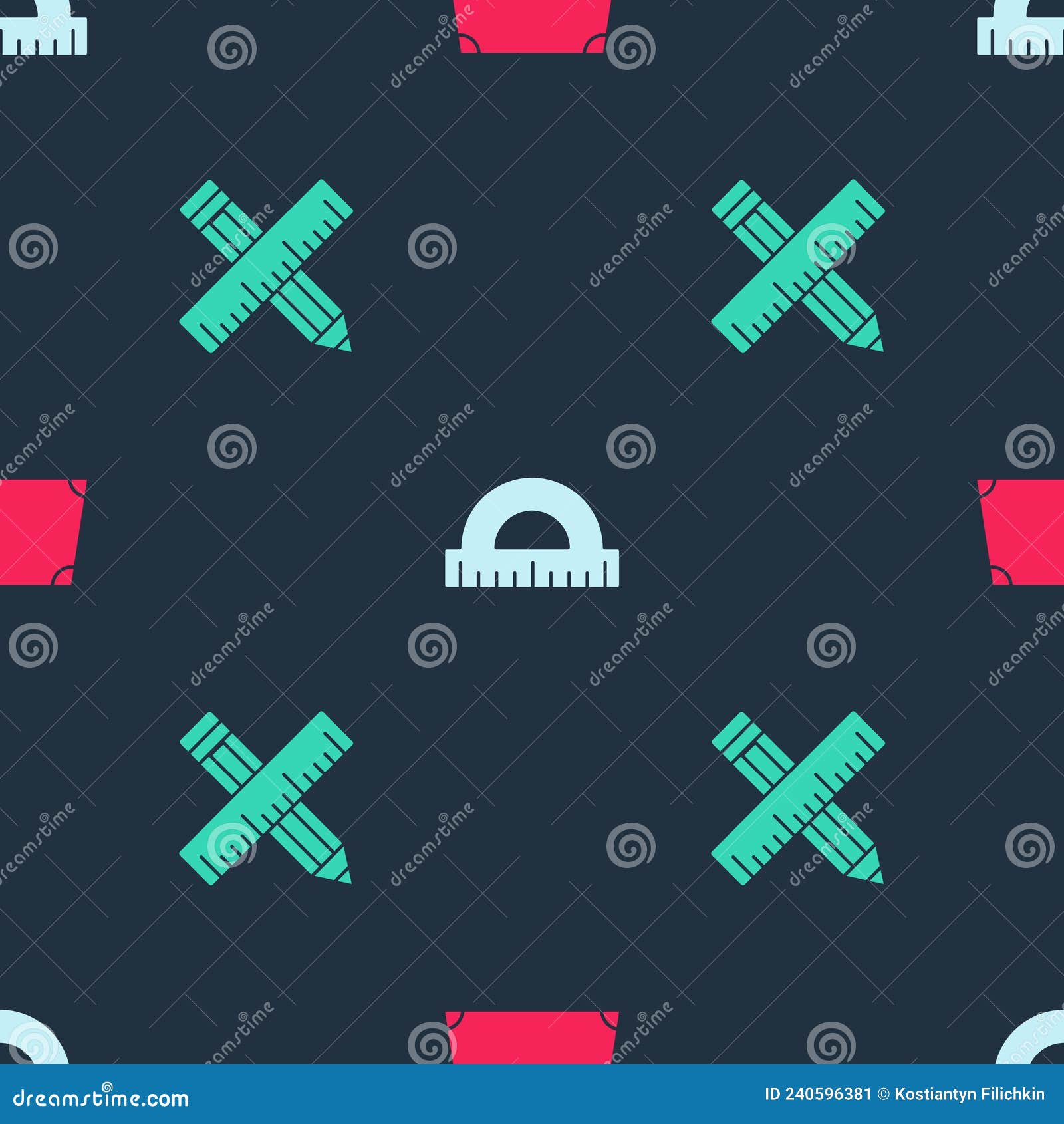 Set Acute Trapezoid Shape, Protractor and Crossed Ruler and Pencil on ...