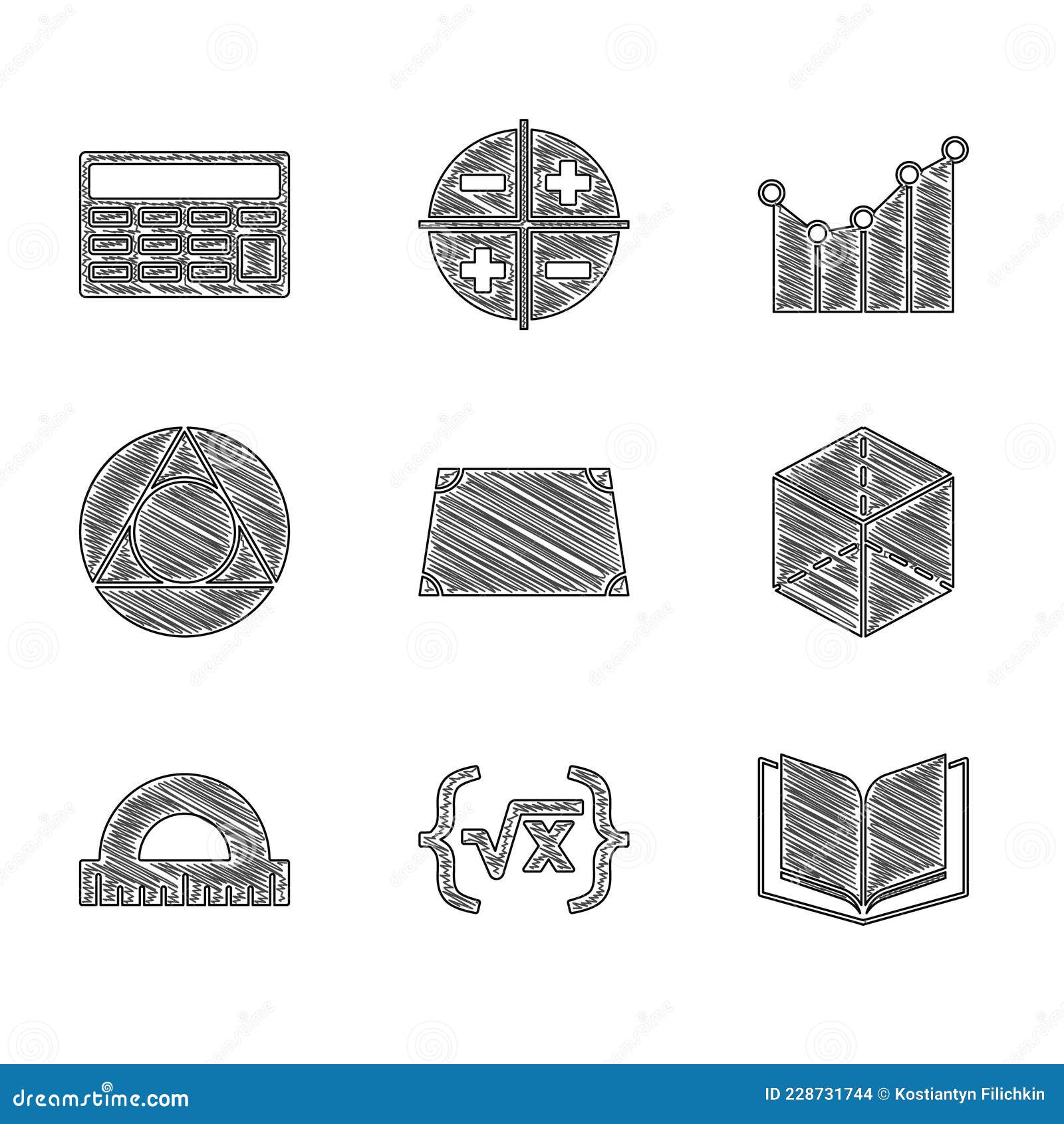 Set Acute Trapezoid Shape, Square Root of X Glyph, Open Book, Geometric ...