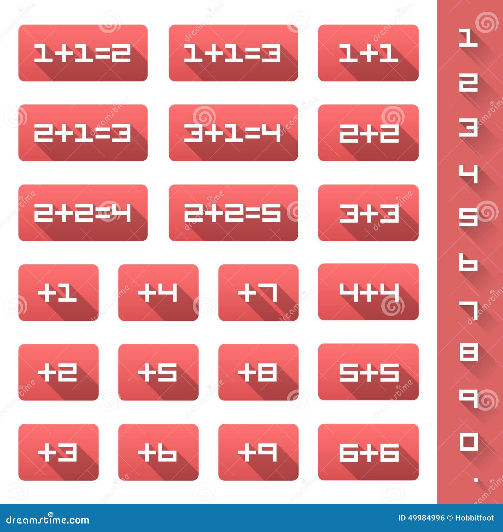 Set additions Numbers stock vector. Illustration of action - 49984996