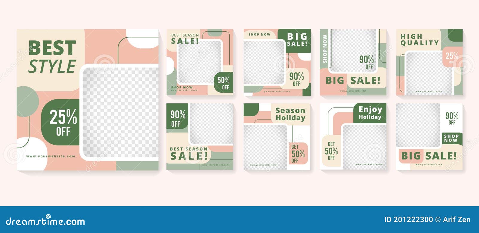 Set of Advertisement Editable Minimal Square Banner Template.. Stock ...