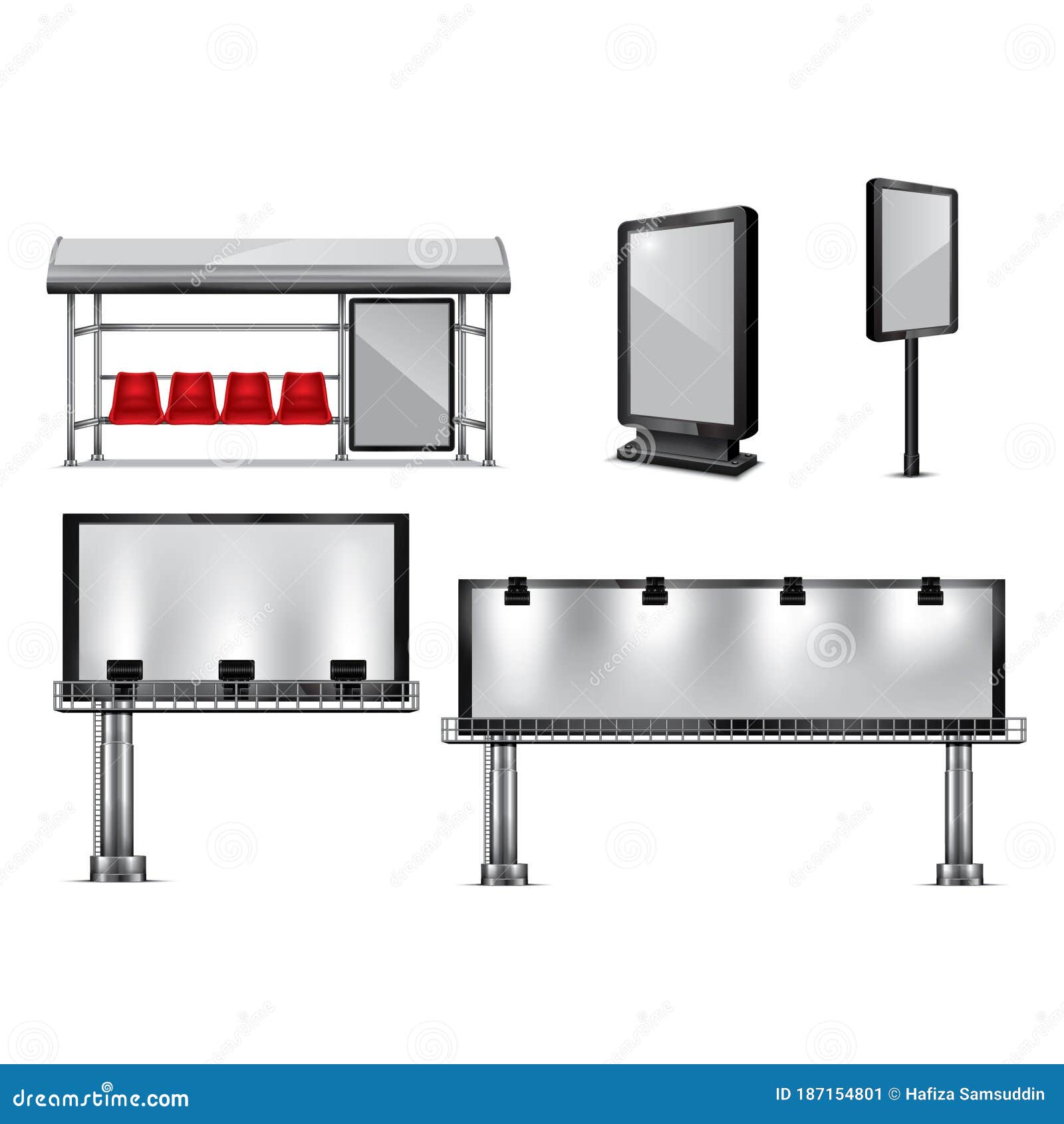 Advertising Billboards And Banner Display, Exhibition Stands. Cartoon ...