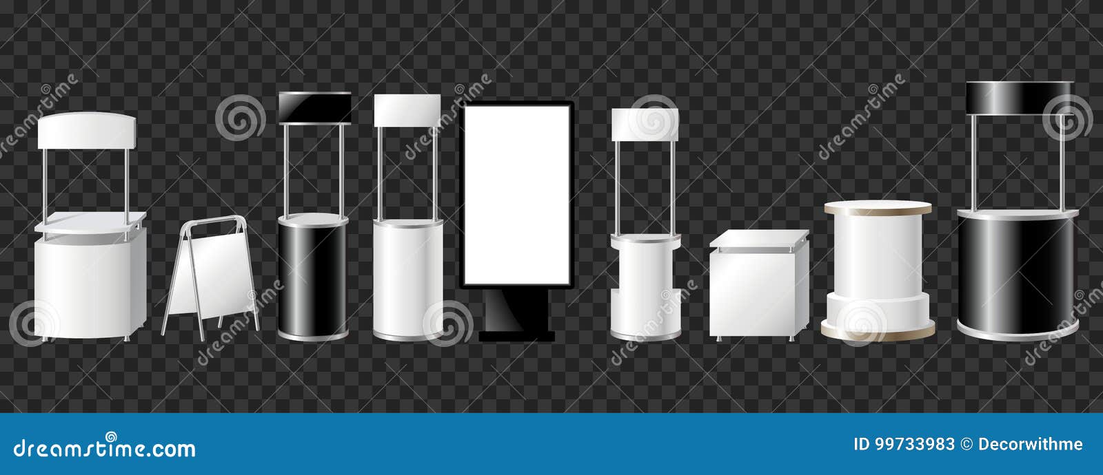 Set of Advertising Pillars, Columns, Pennants - Modern Vector Isolated ...