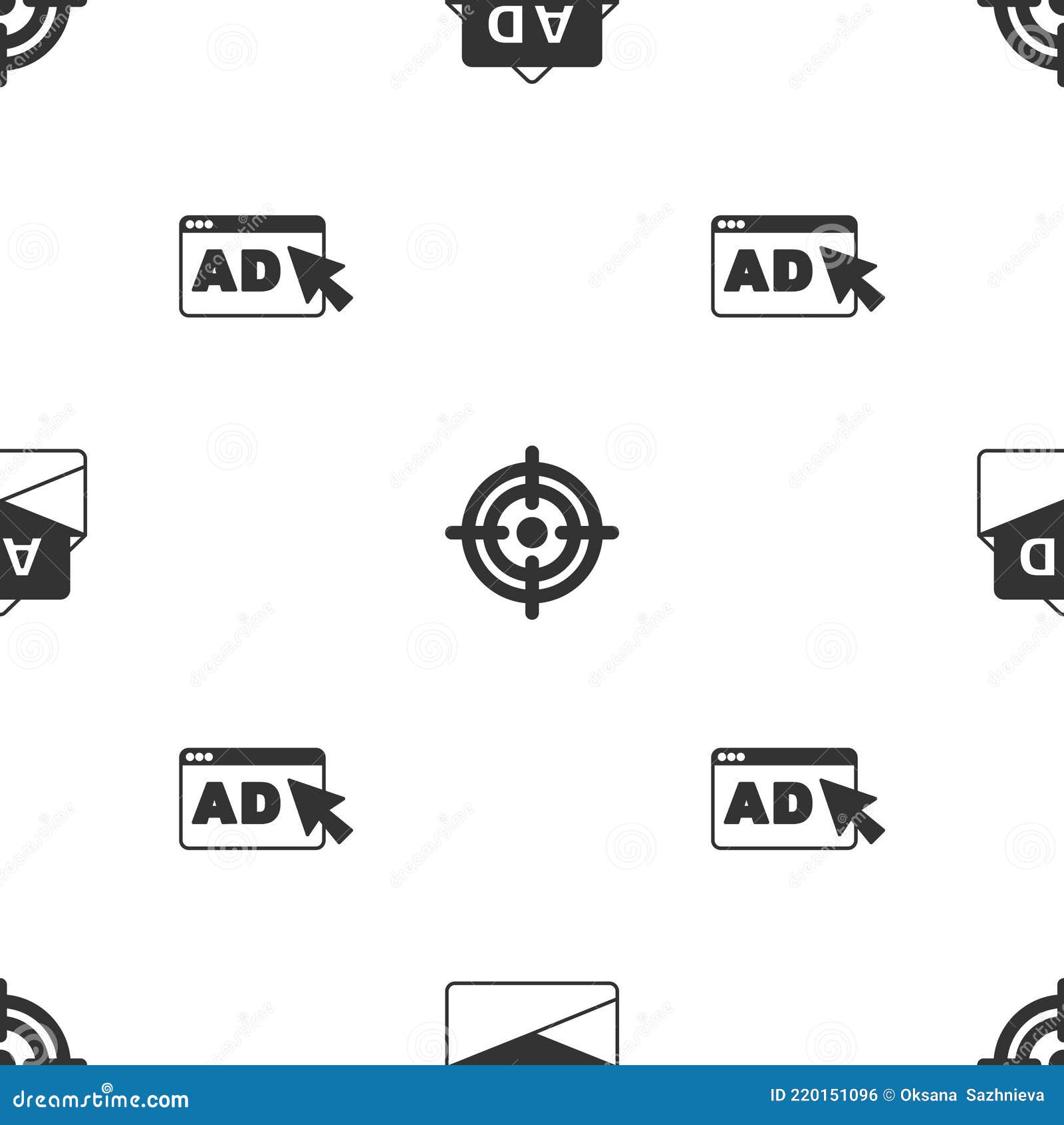 Set Advertising, Target and on Seamless Pattern. Vector Stock Vector ...
