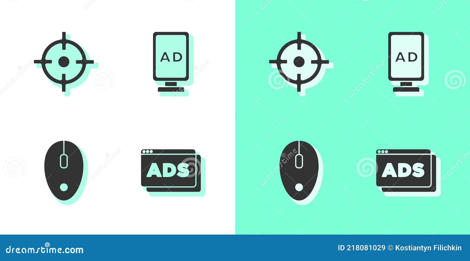 Set Advertising, Target Sport, Computer Mouse and Icon. Vector Stock ...