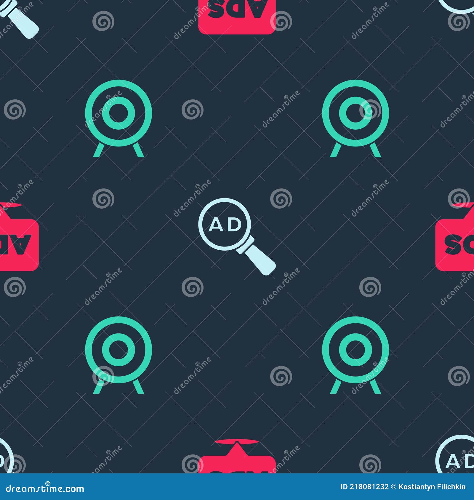 Set Advertising, and Target Sport on Seamless Pattern. Vector Stock ...
