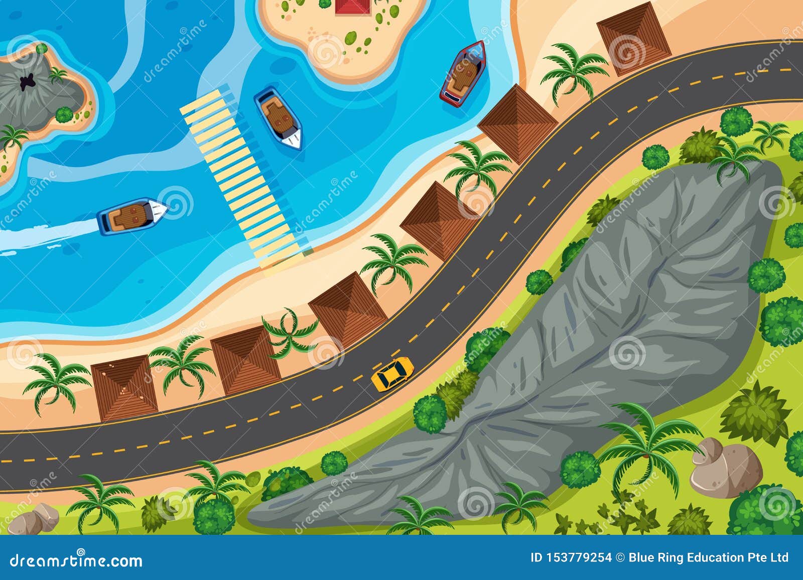 Set of aerial view scenes stock vector. Illustration of clip - 153779254