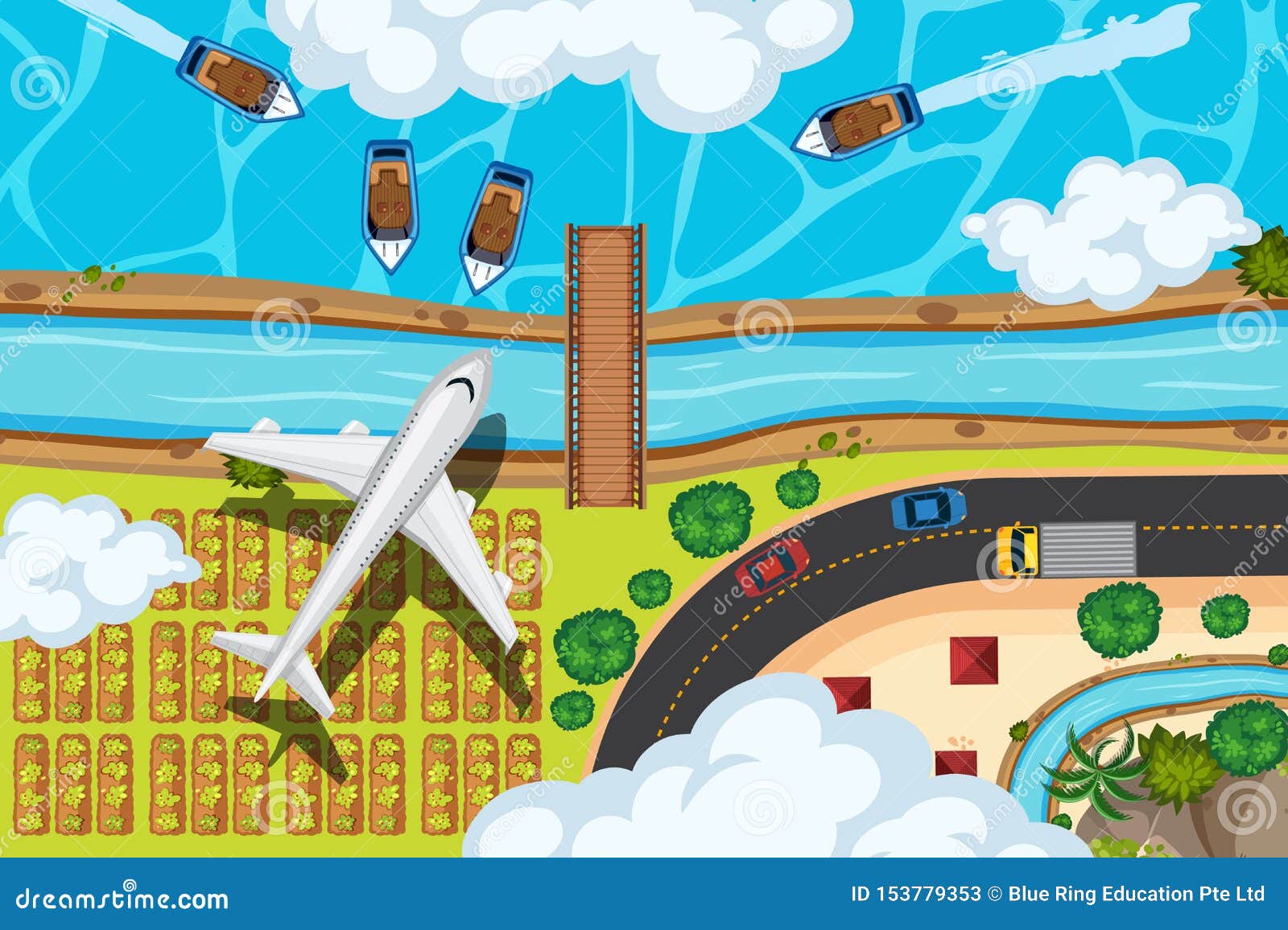 Set of aerial view scenes stock vector. Illustration of artistic ...