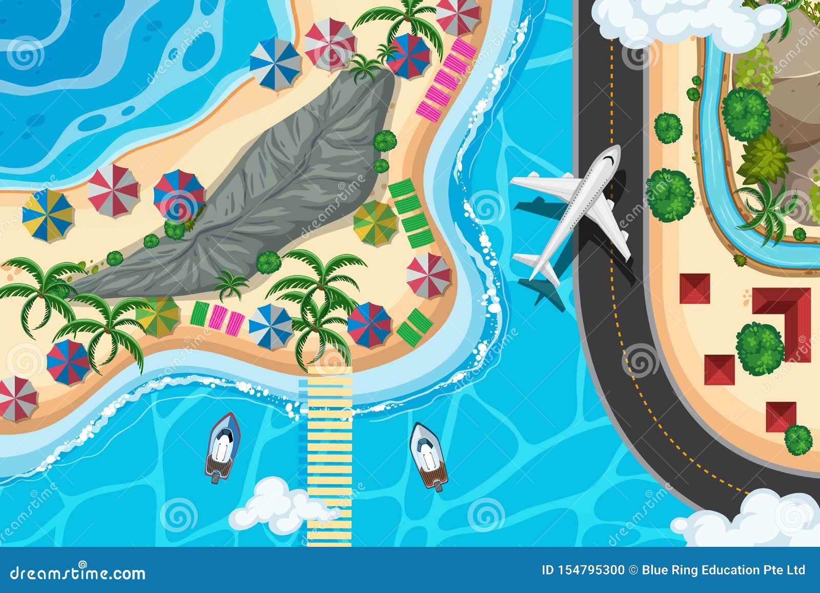 Set of aerial view scenes stock vector. Illustration of cartoon - 154795300