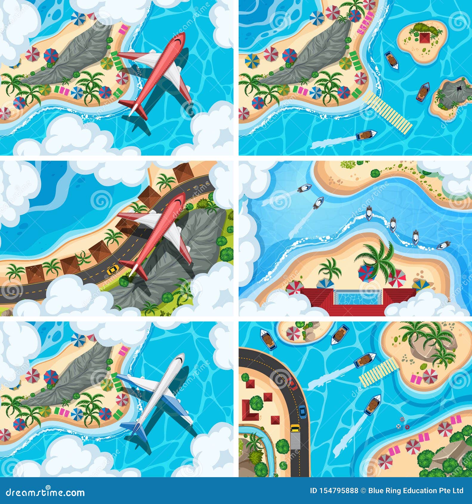 Set of aerial view scenes stock vector. Illustration of artistic ...