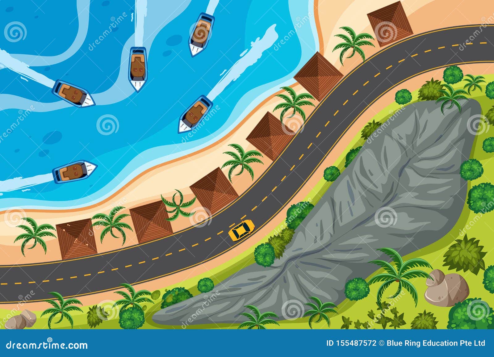 Set of aerial view scenes stock vector. Illustration of design - 155487572