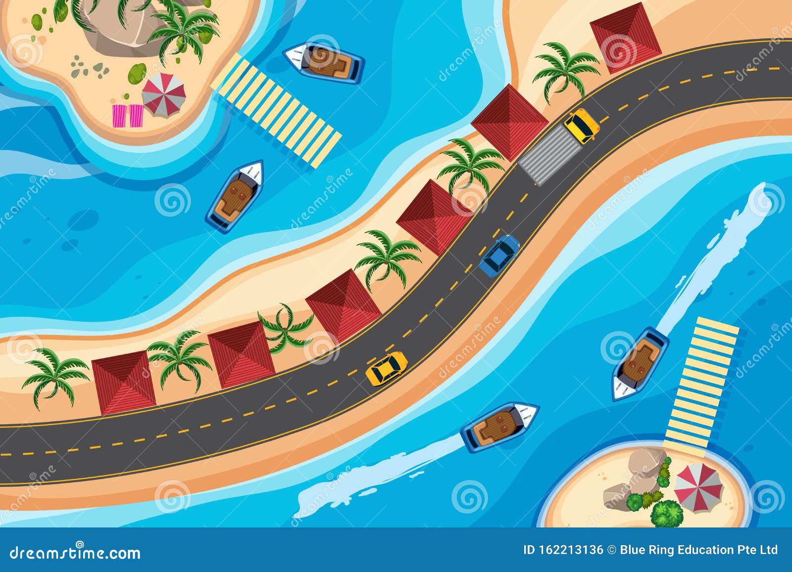 Set of aerial view scenes stock vector. Illustration of graphic - 162213136