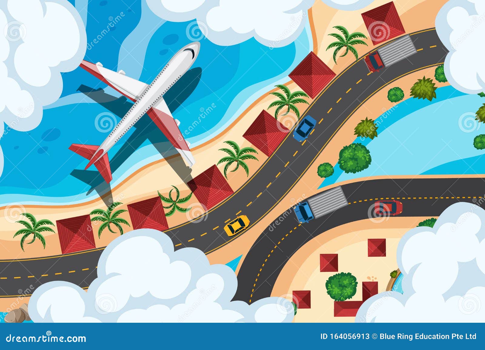 Set of aerial view scenes stock illustration. Illustration of clip ...