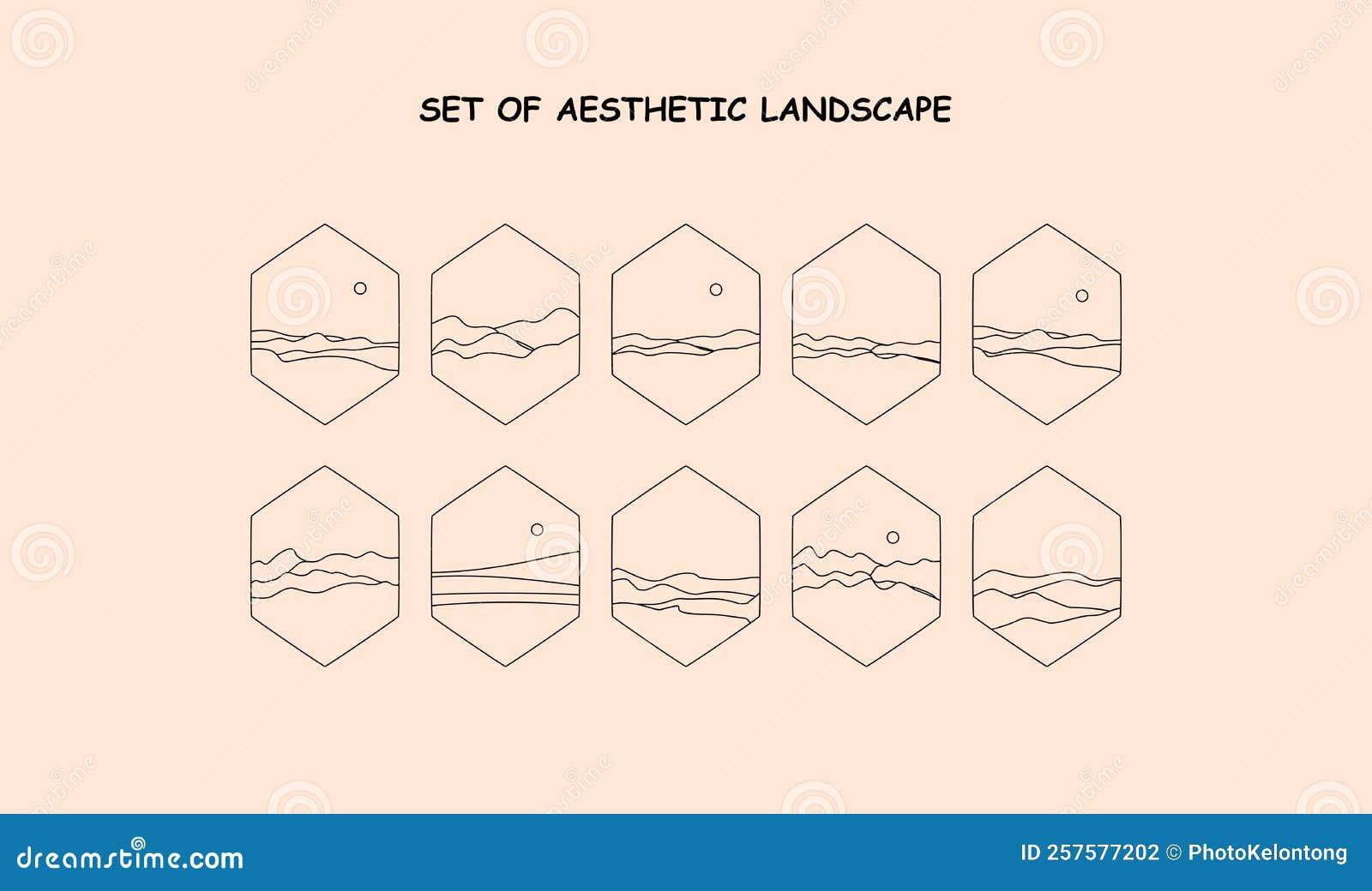 Set of Aesthetic Landscape. Abstract Line Landscape Stock Vector ...