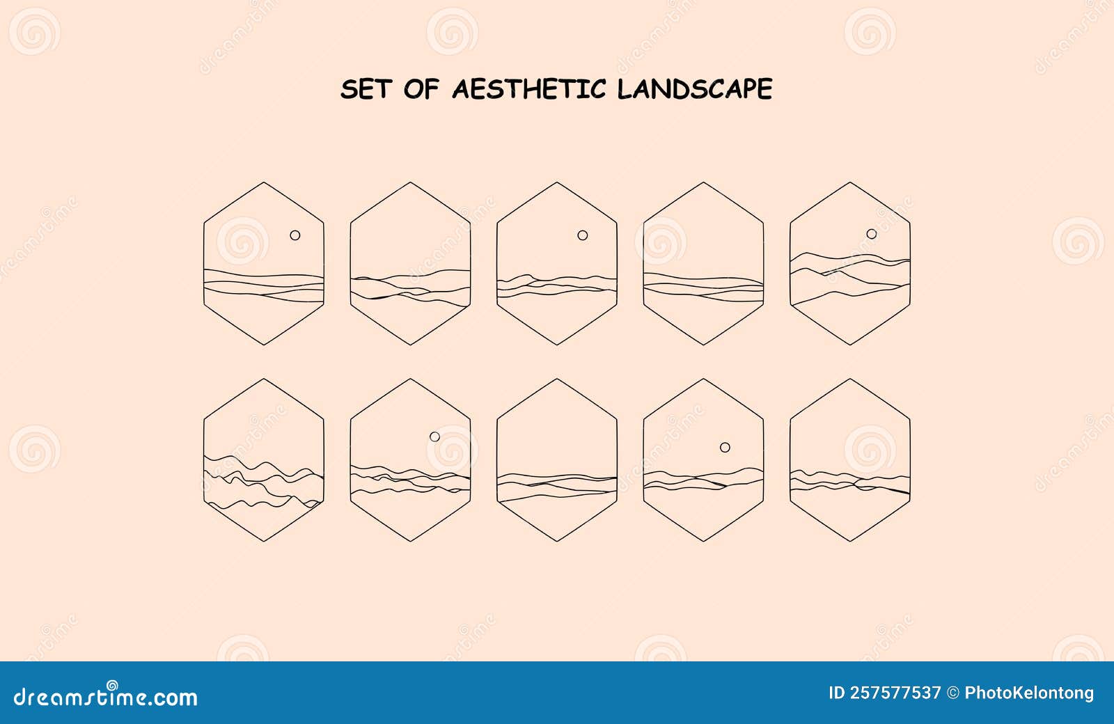 Set of Aesthetic Landscape. Abstract Line Landscape Stock Vector ...