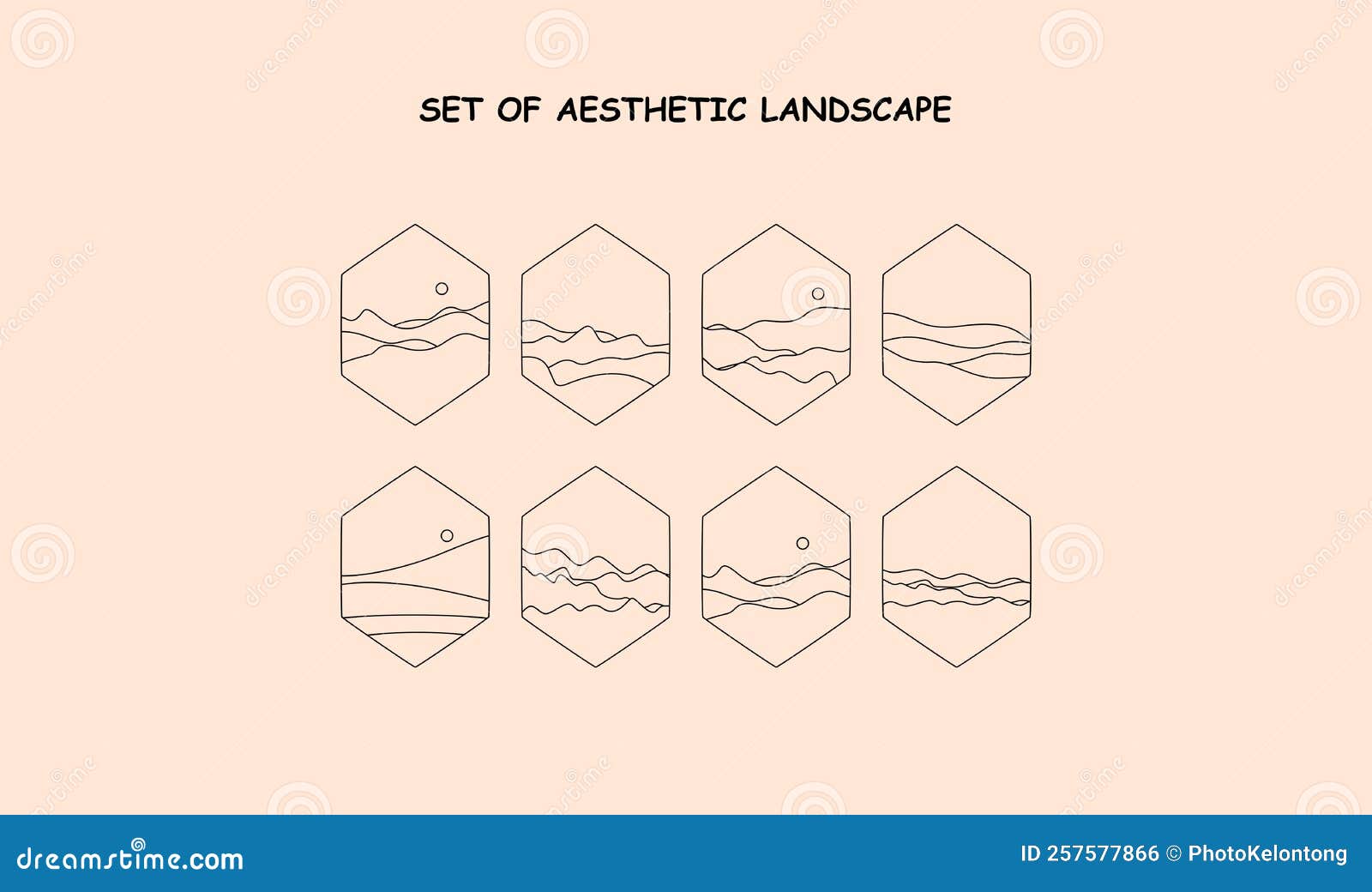 Aesthetic Landscape With River In Field Illustration. Minimalist Cloudy Mountains Print Bohemian ...