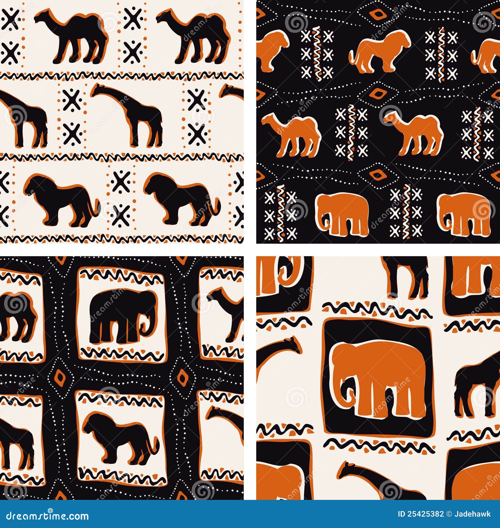 Set of Africa-themed Seamless Patterns Stock Vector - Illustration of ...