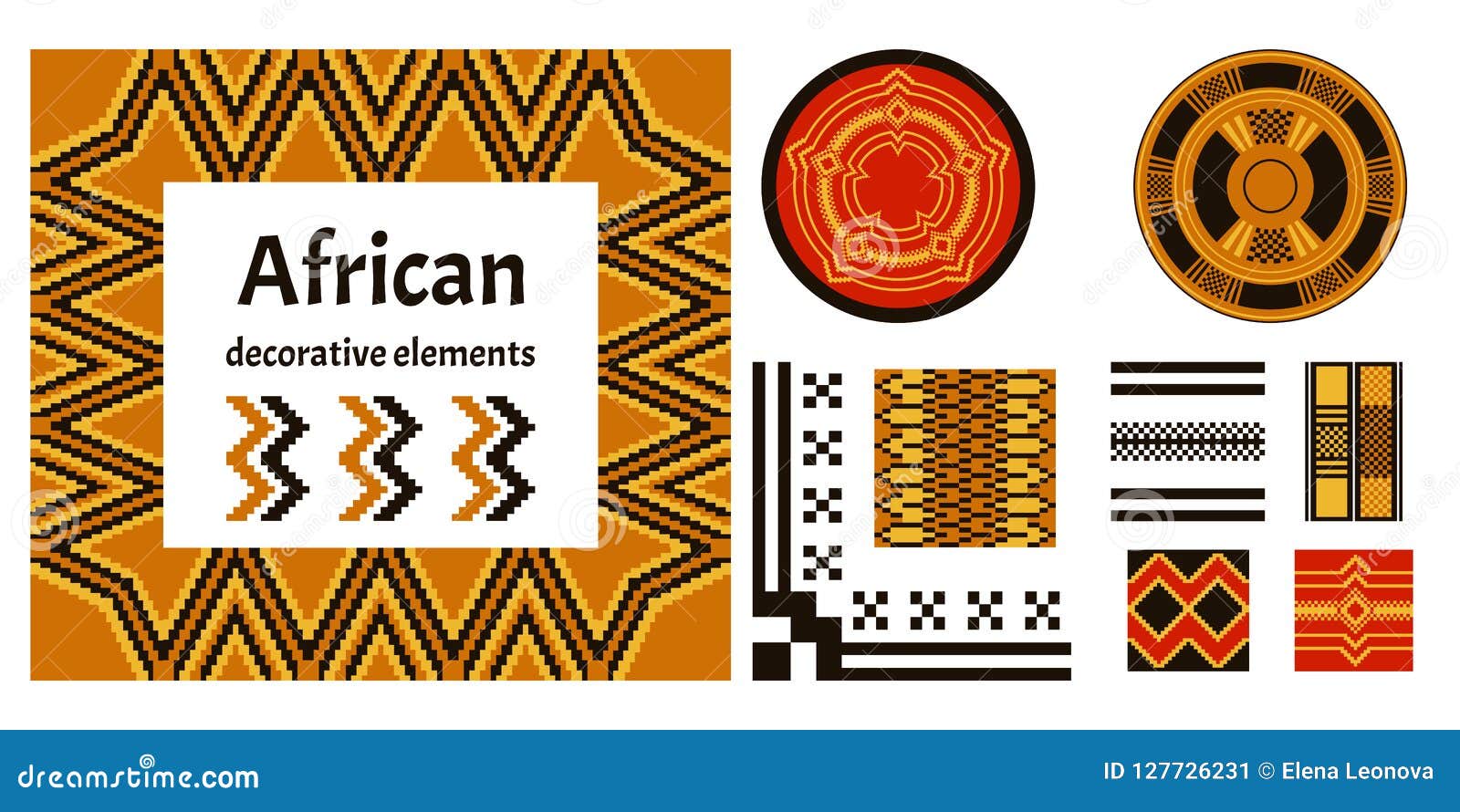Set of African Decorative Elements. Geometric Design. Tribal Print and ...