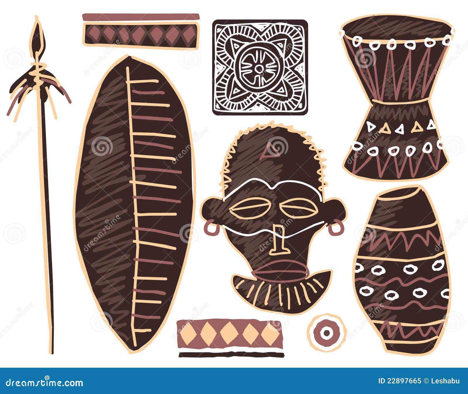 Set Of African Design Elements Royalty Free Stock Photo - Image: 22897665