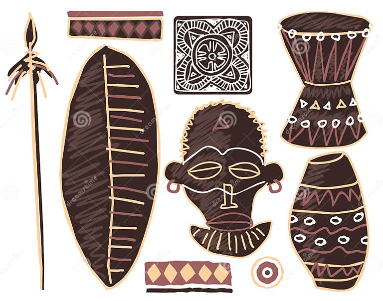 Set of African Design Elements Stock Vector - Illustration of ornament ...