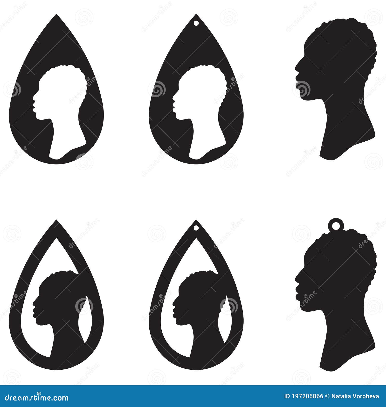 Set of African Ethnic Style Earrings Isolated on White Background Stock ...