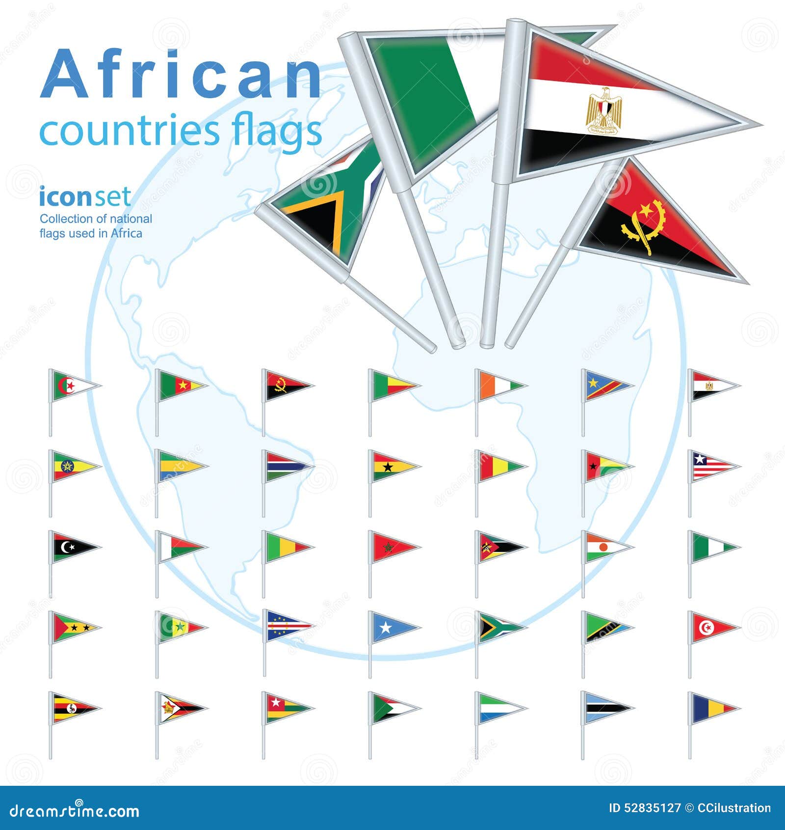 Set of African Flags, Vector Illustration. Stock Vector - Illustration ...