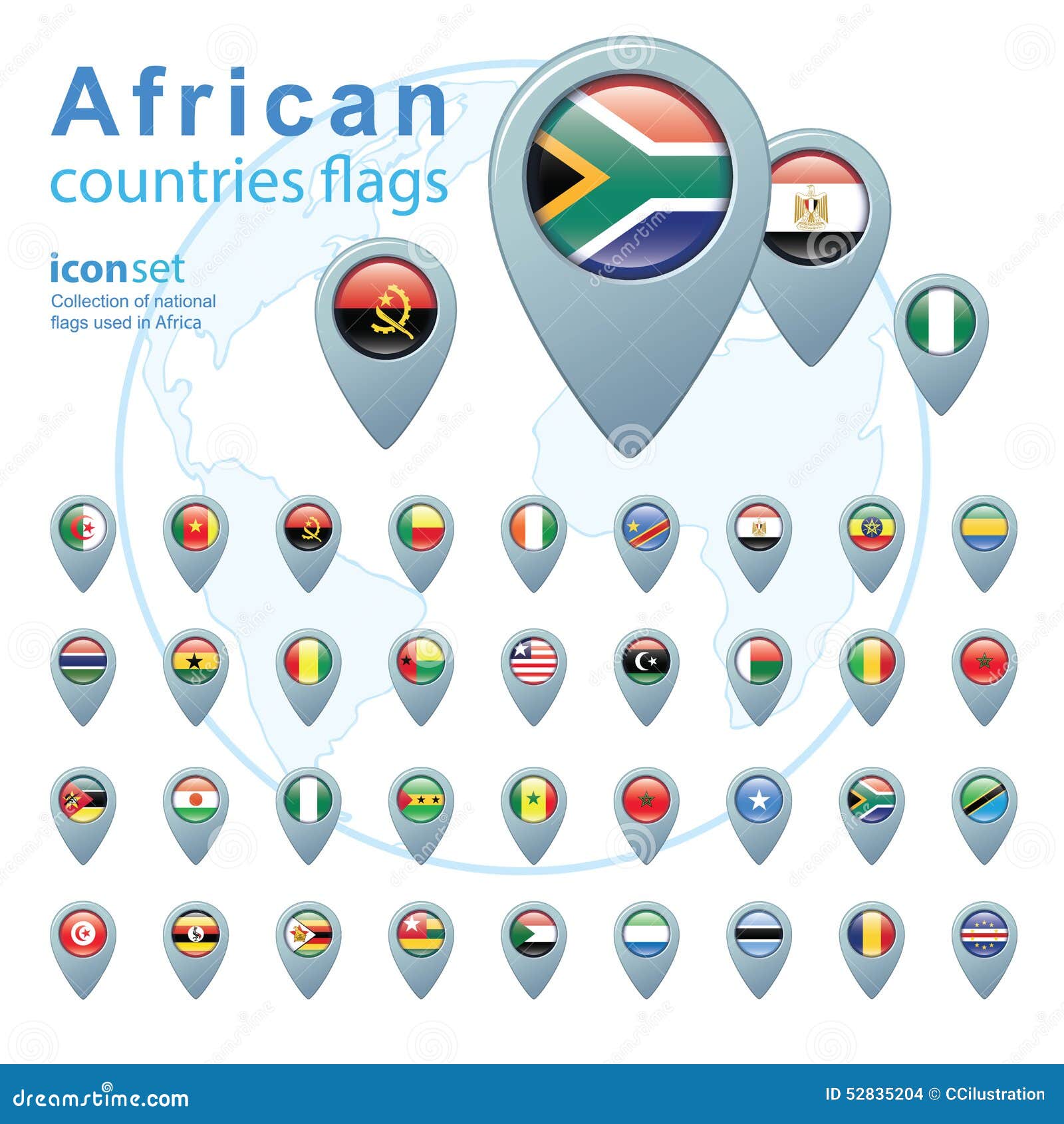 Set of African Flags, Vector Illustration. Stock Vector - Illustration ...